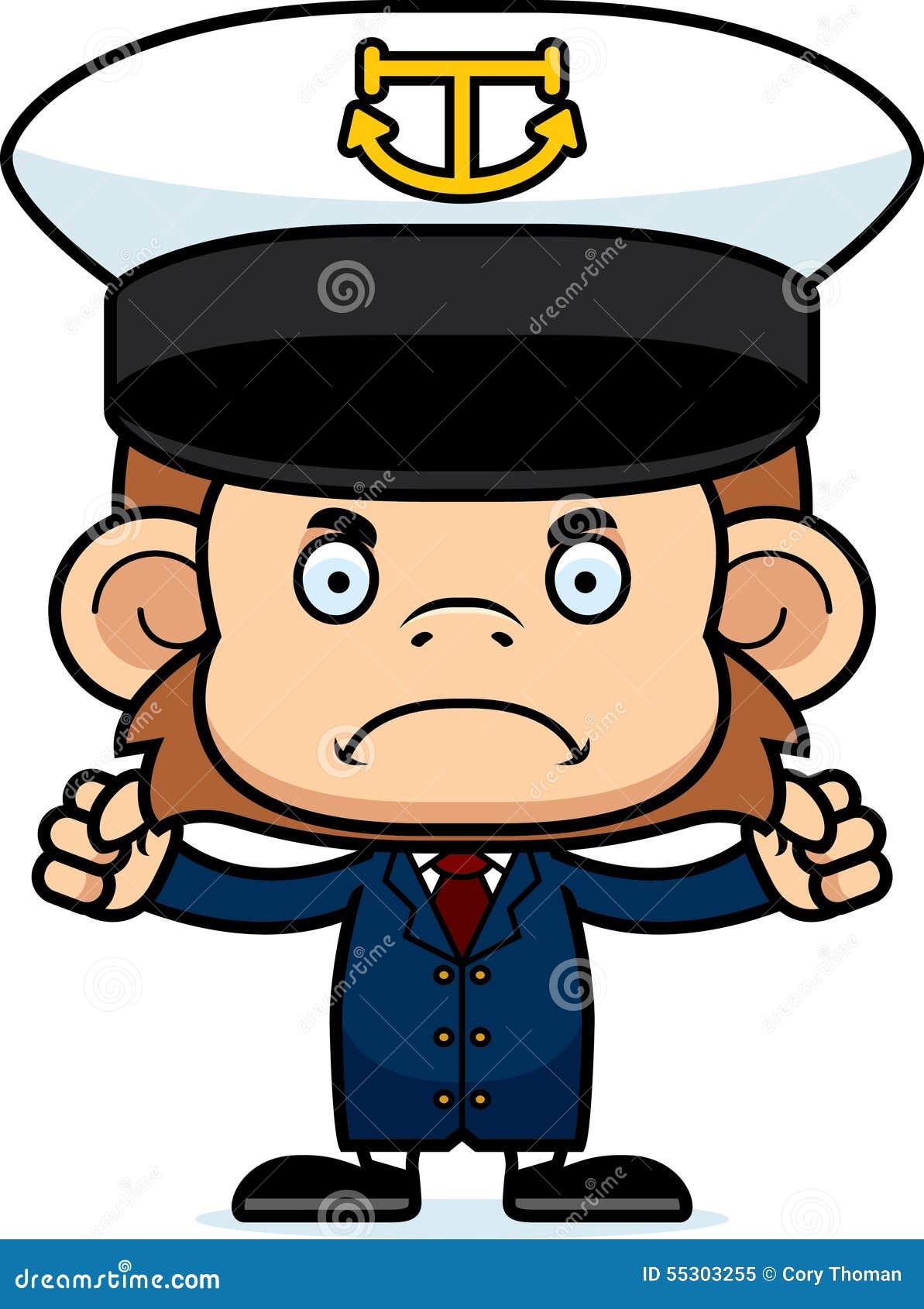 Cartoon Angry Boat Captain Monkey Stock Vector - Illustration of ...