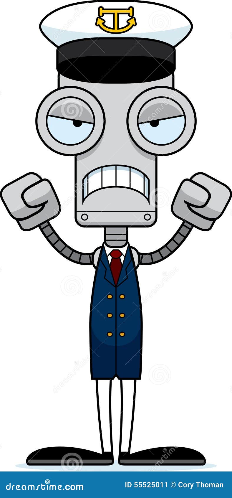 Cartoon Angry Boat Captain Robot Stock Vector - Illustration of clipart ...