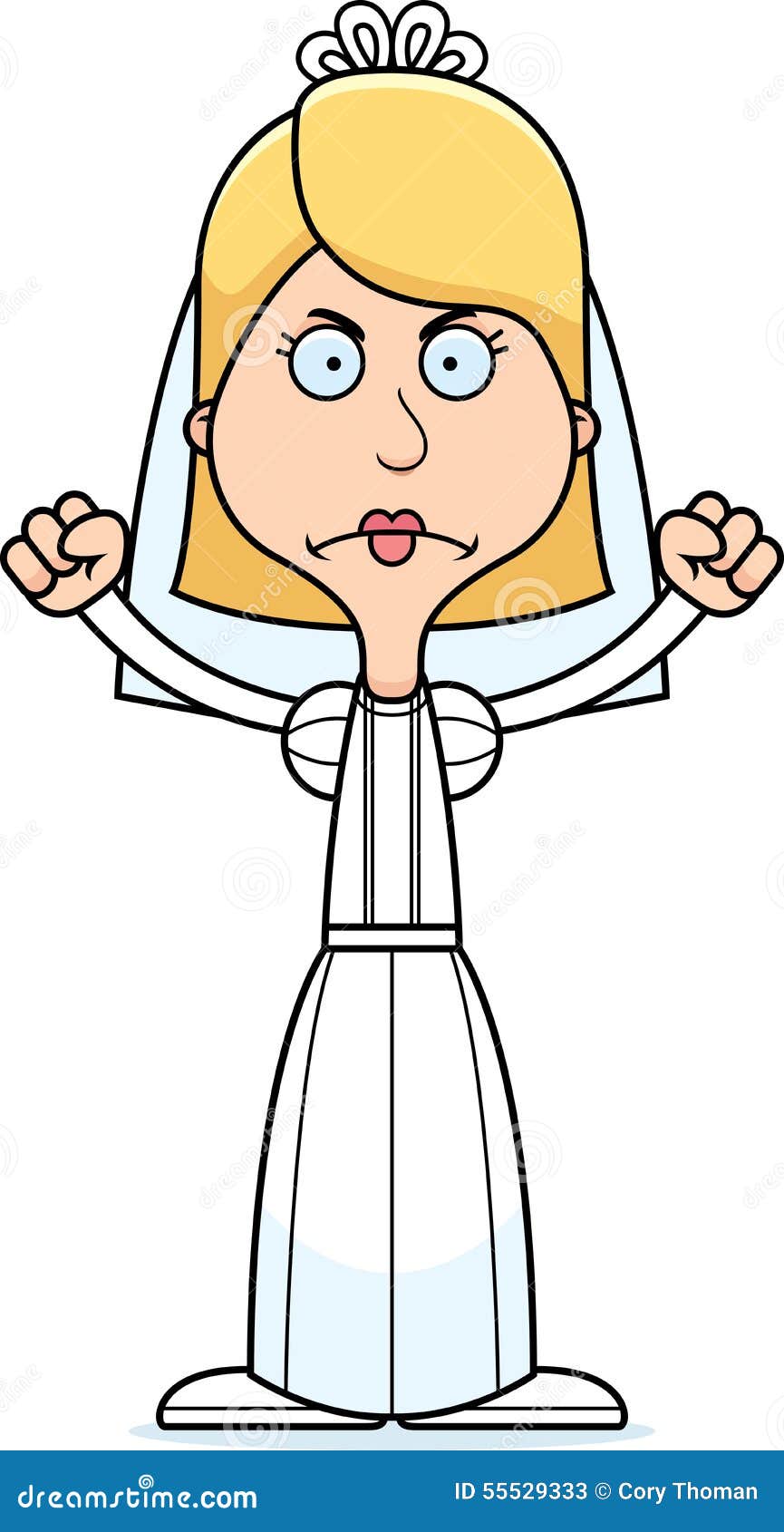 Cartoon Angry Bride Woman stock vector. Illustration of frown - 55529333