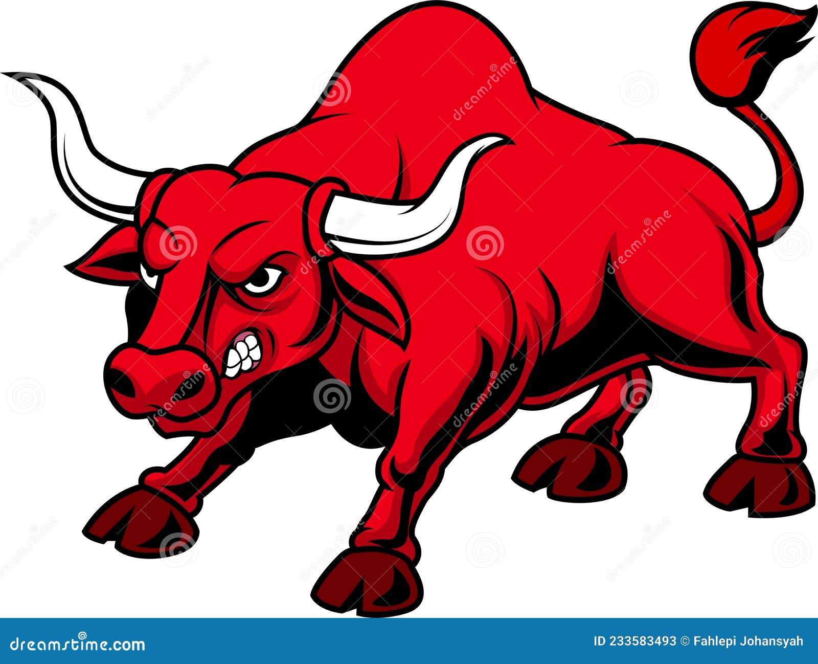 Cartoon Angry Charging Bull Mascot Stock Vector - Illustration of beast ...