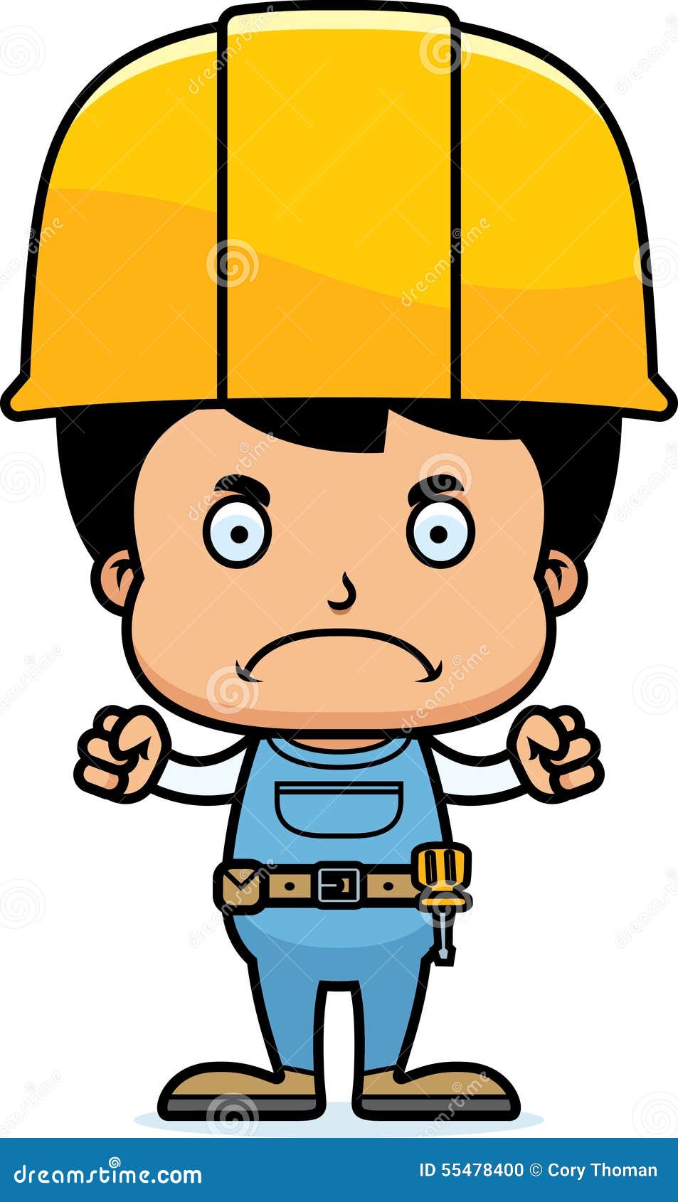 Cartoon Angry Construction Worker Boy Stock Vector - Illustration of ...