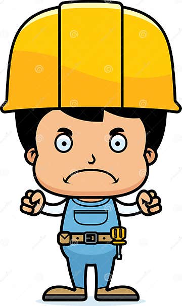Cartoon Angry Construction Worker Boy Stock Vector - Illustration of ...