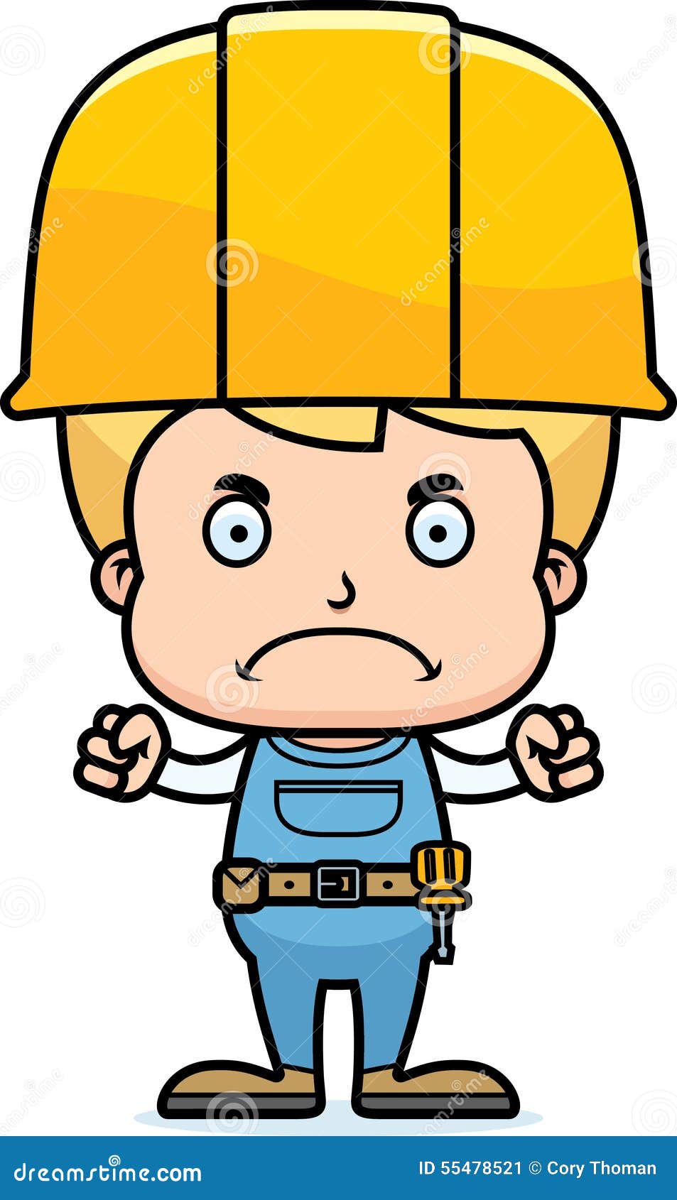 Cartoon Angry Construction Worker Boy Stock Vector - Illustration of ...