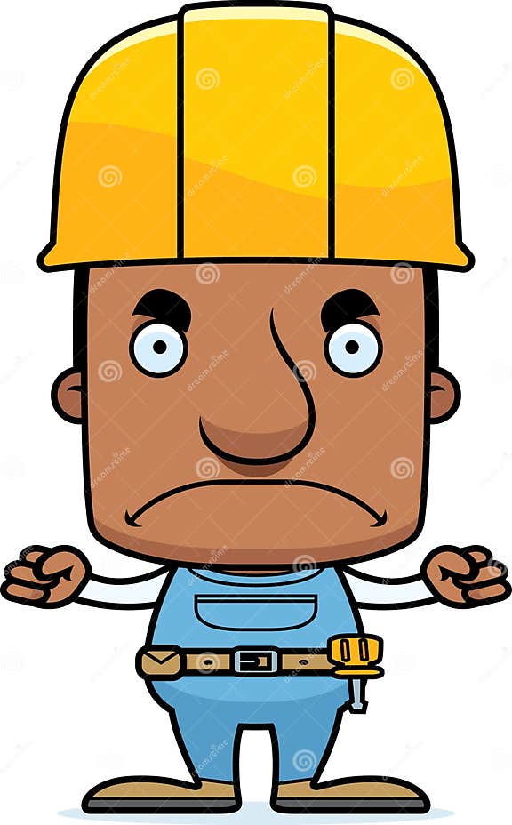Cartoon Angry Construction Worker Man Stock Vector - Illustration of ...