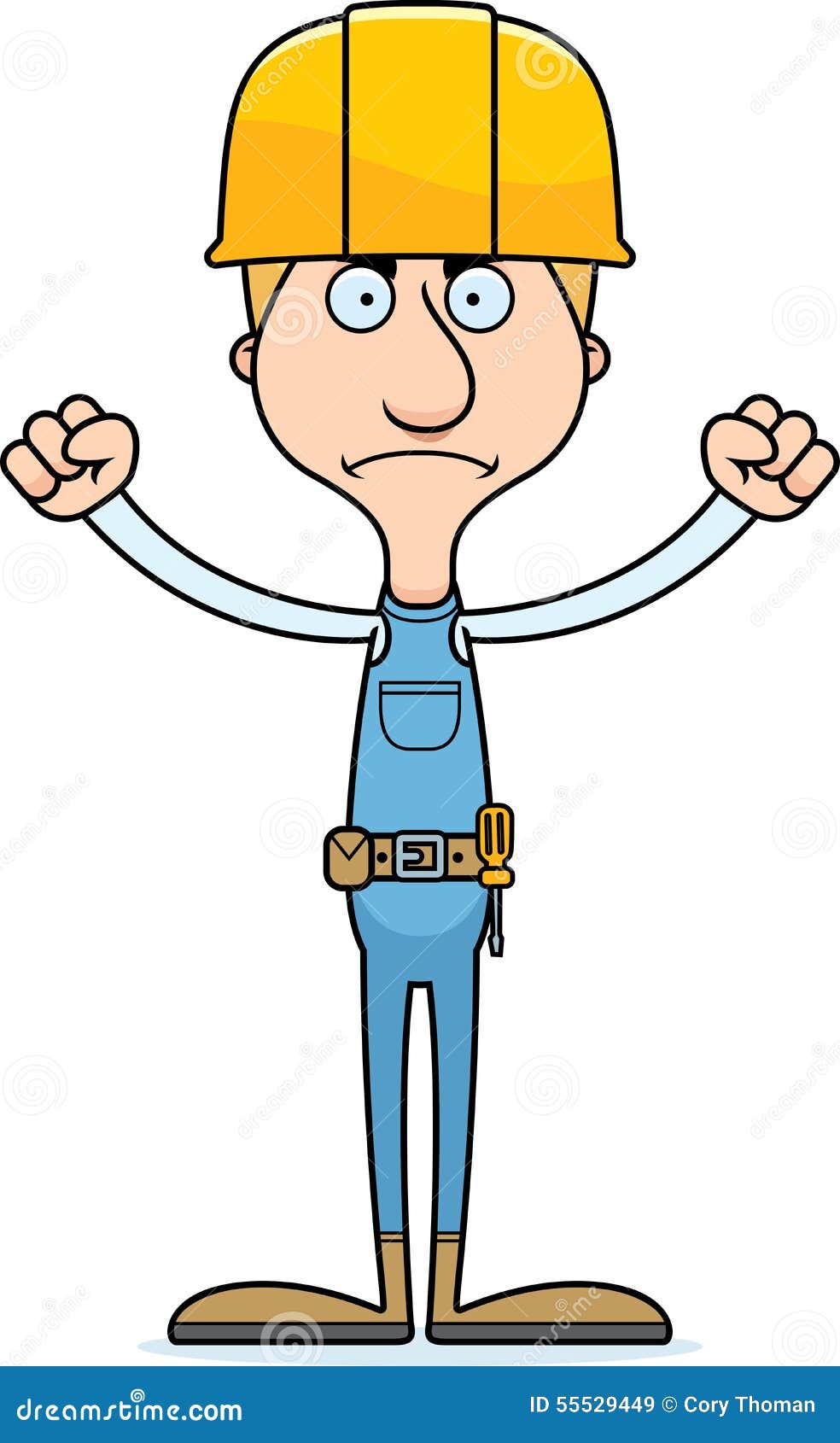 Cartoon Angry Construction Worker Man Stock Vector - Illustration of ...
