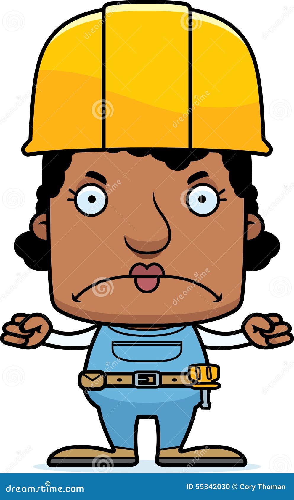 Cartoon Angry Construction Worker Woman Stock Vector - Illustration of ...