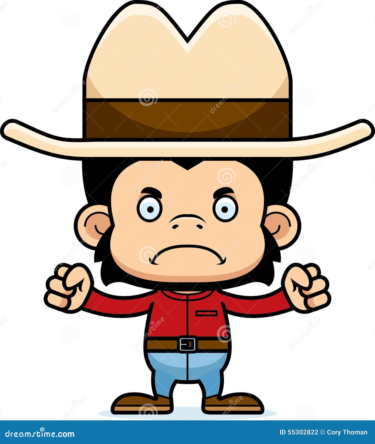 Cartoon Angry Cowboy Chimpanzee Stock Vector - Illustration of vector ...