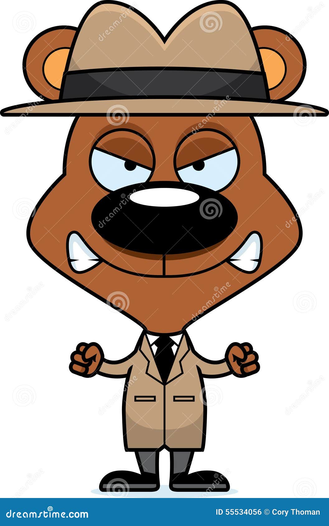 Cartoon Angry Detective Bear Stock Vector - Illustration of trench ...