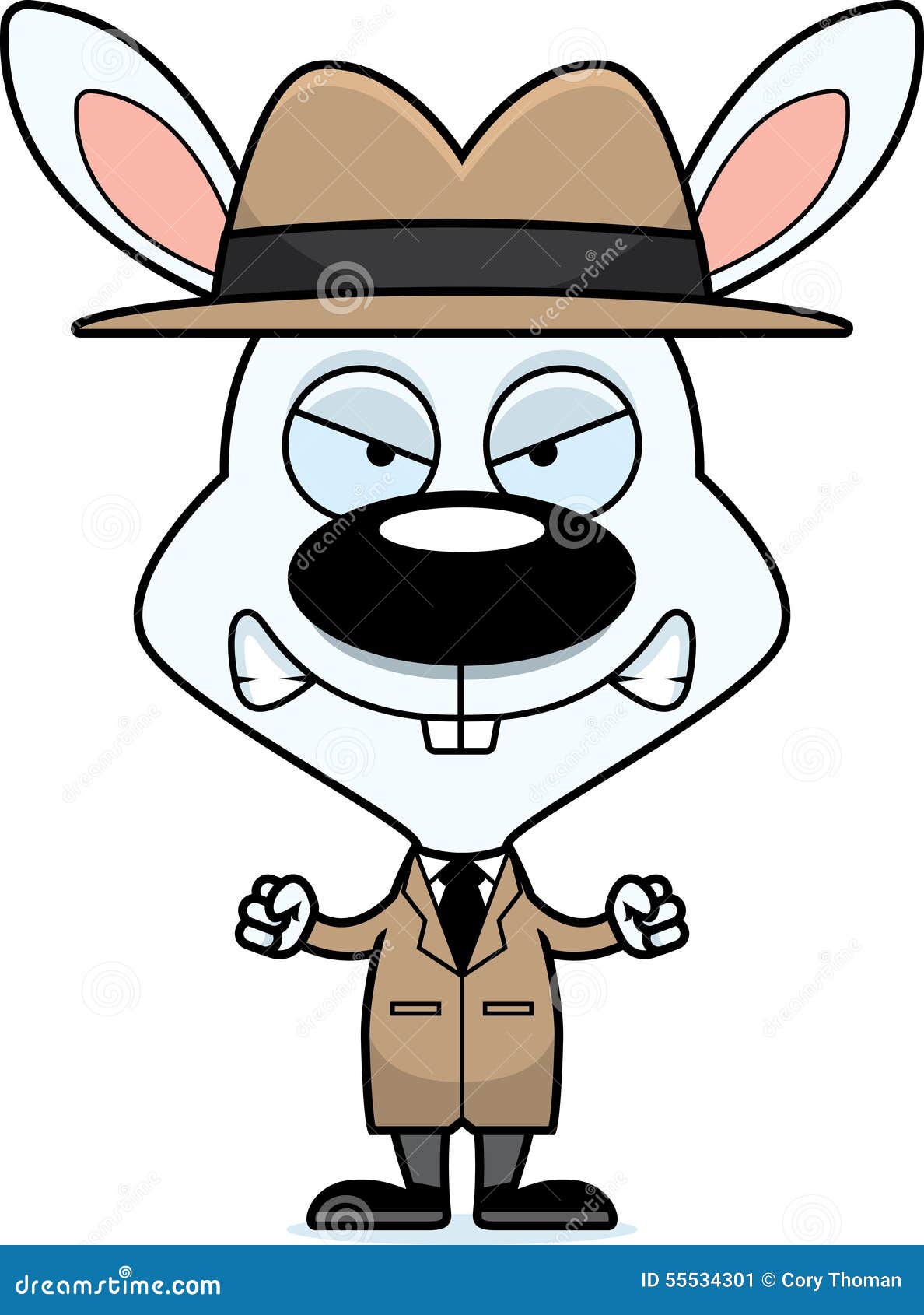 Cartoon Angry Detective Bunny Stock Vector - Illustration of clipart ...