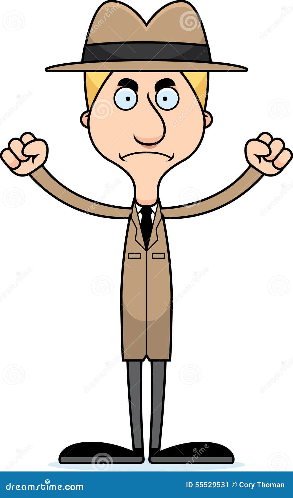 Cartoon Angry Detective Man Stock Vector - Illustration of trench, clip ...