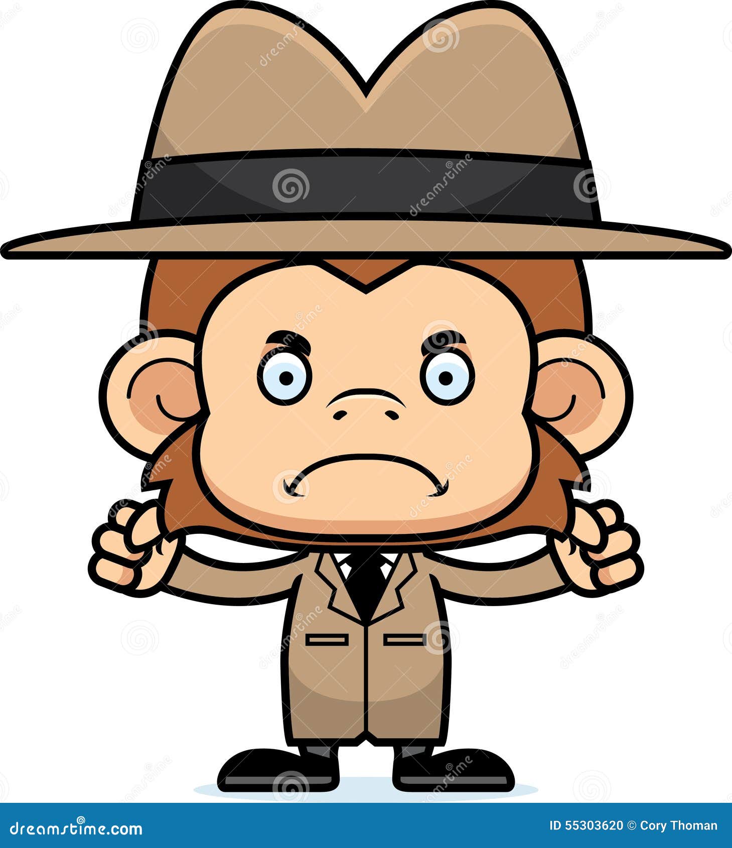 Cartoon Angry Detective Monkey Stock Vector - Illustration of vector ...