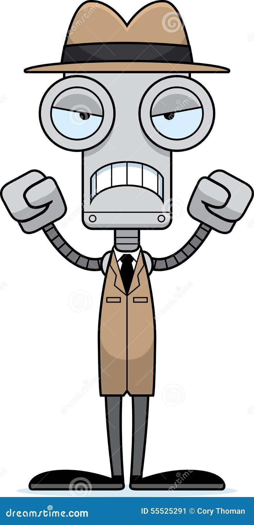 Cartoon Angry Detective Robot Stock Vector - Illustration of angry ...