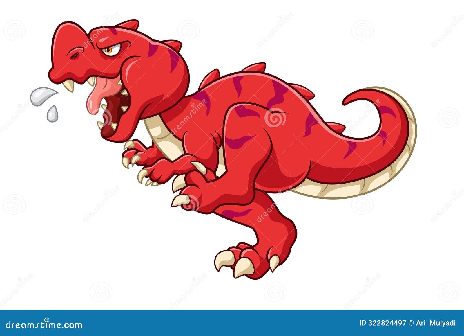Cartoon Angry Dinosaur is Running Stock Vector - Illustration of ...