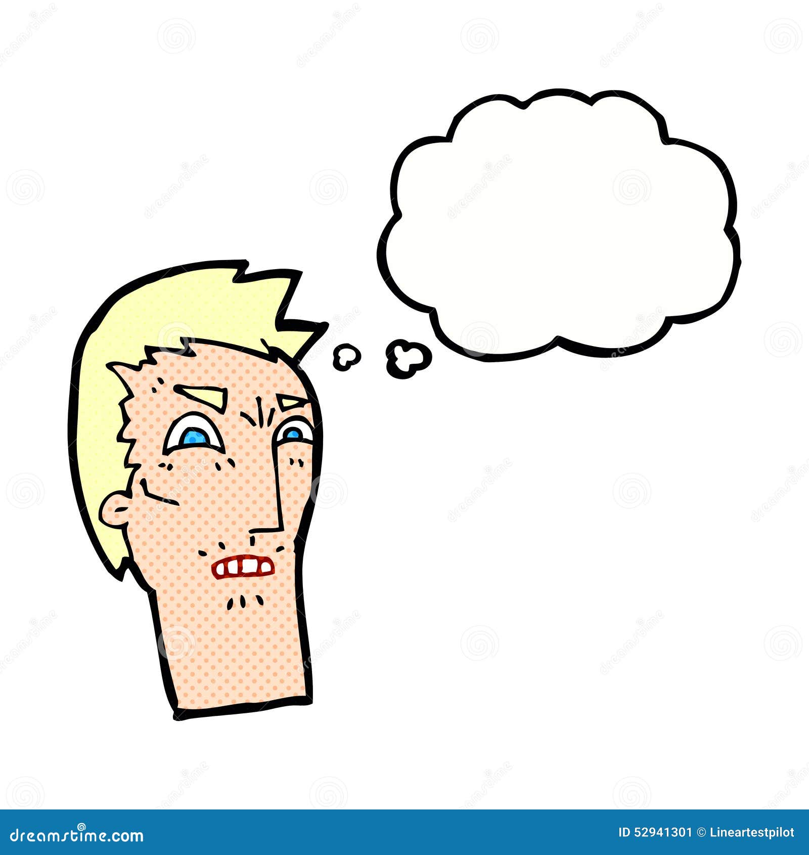 Cartoon Angry Face with Thought Bubble Stock Illustration ...