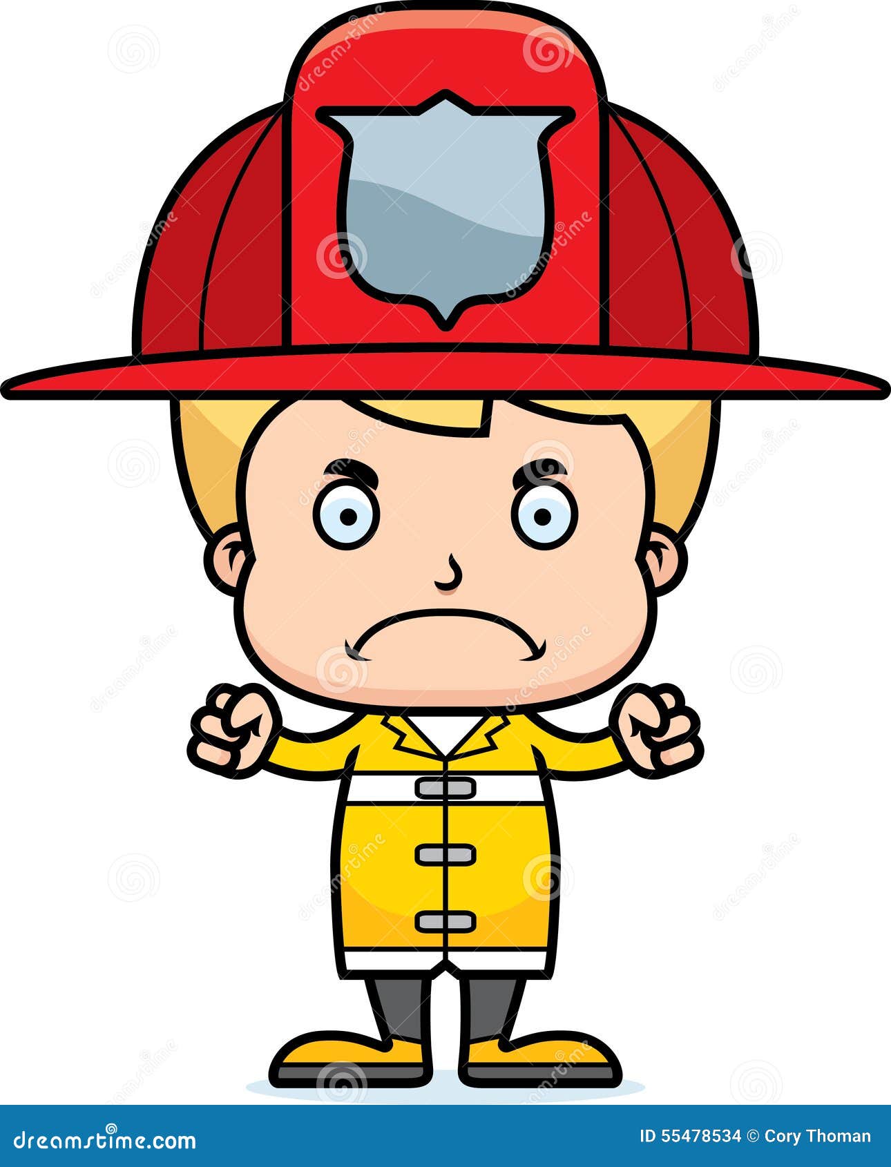 Cartoon Angry Firefighter Boy Stock Vector - Illustration of helmet ...