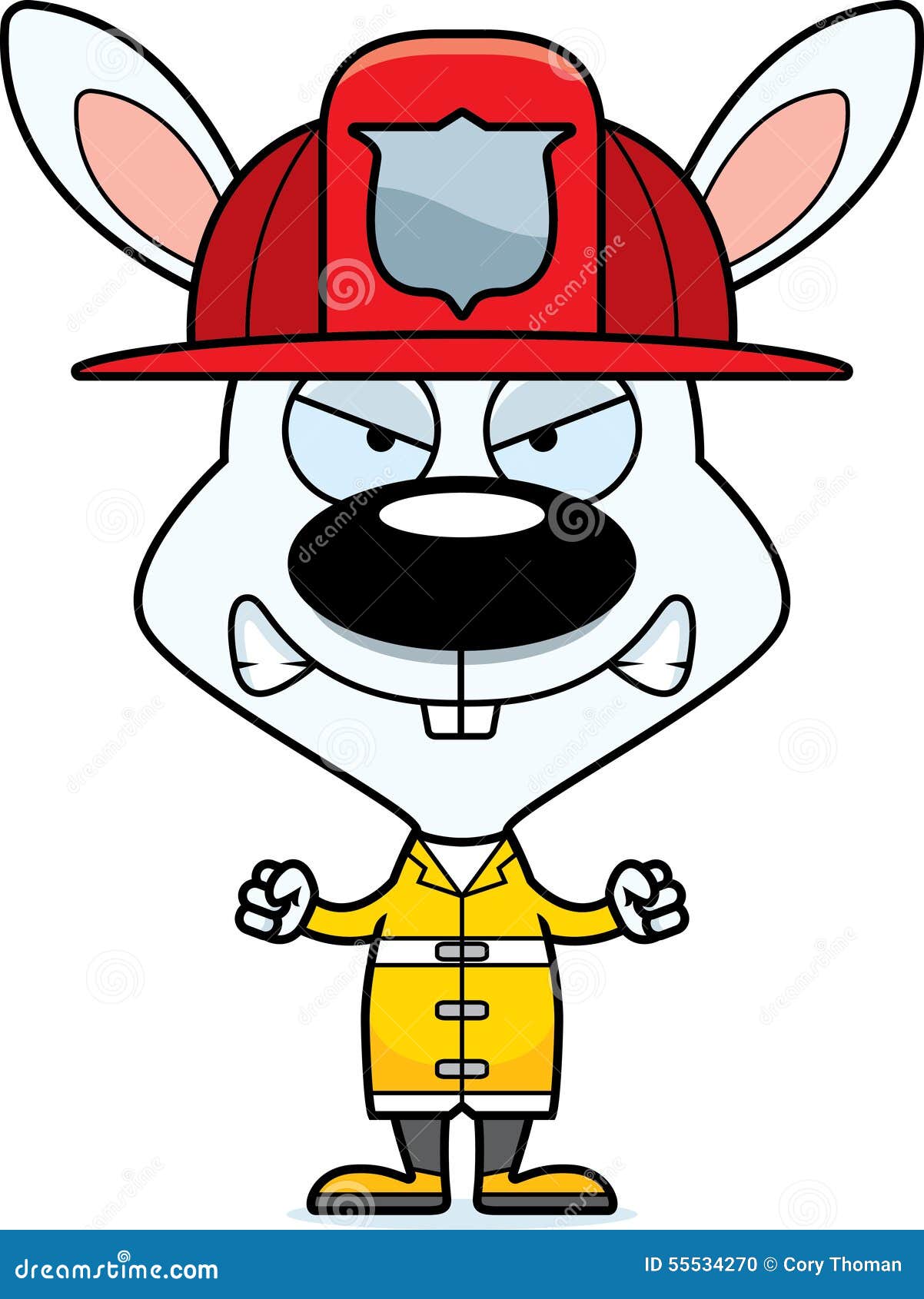 Cartoon Angry Firefighter Bunny Stock Vector - Illustration of vector ...