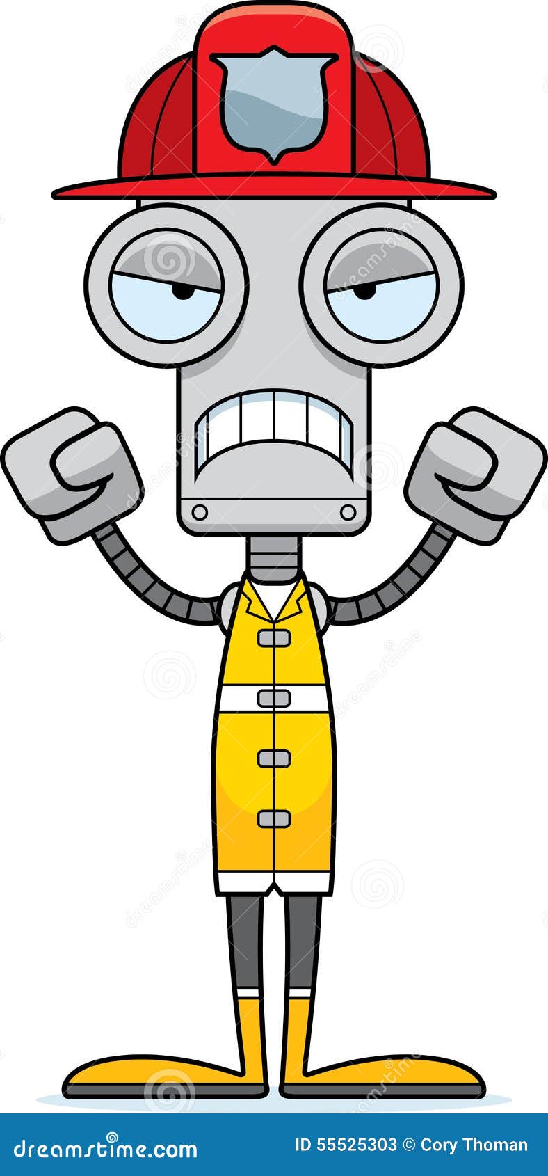 Cartoon Angry Firefighter Robot Stock Vector - Illustration of machine ...