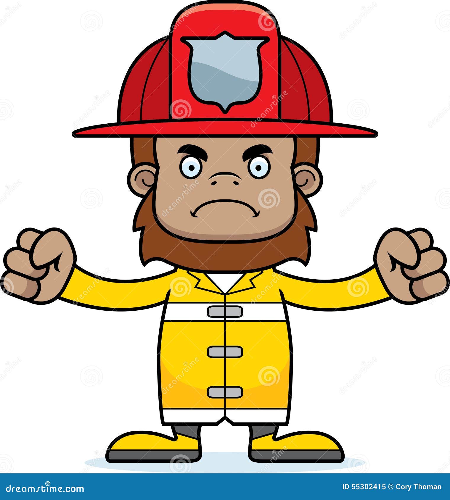 Cartoon Angry Firefighter Sasquatch Stock Vector - Illustration of ...