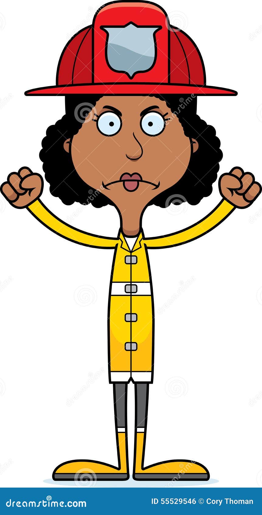 Cartoon Angry Firefighter Woman Stock Vector - Illustration of person ...
