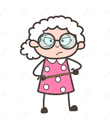 Cartoon Angry Granny Vector Character Stock Illustration - Illustration ...