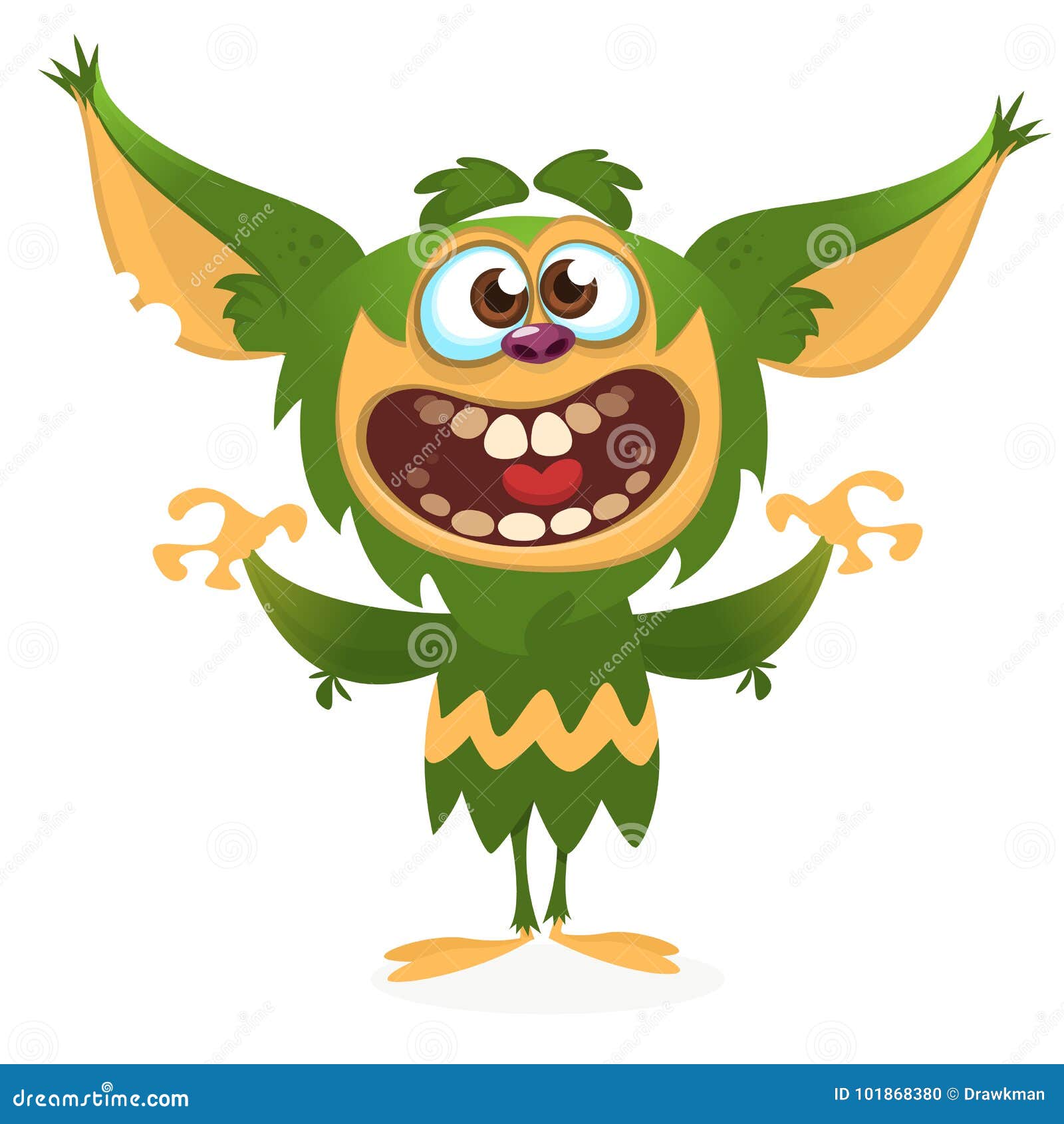 Cartoon Angry Green Monster. Halloween Vector Illustration. Stock ...