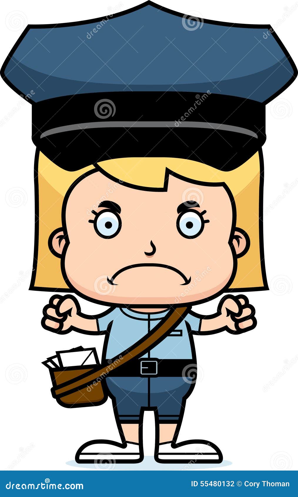Cartoon Angry Mail Carrier Girl Stock Vector - Illustration of frown ...
