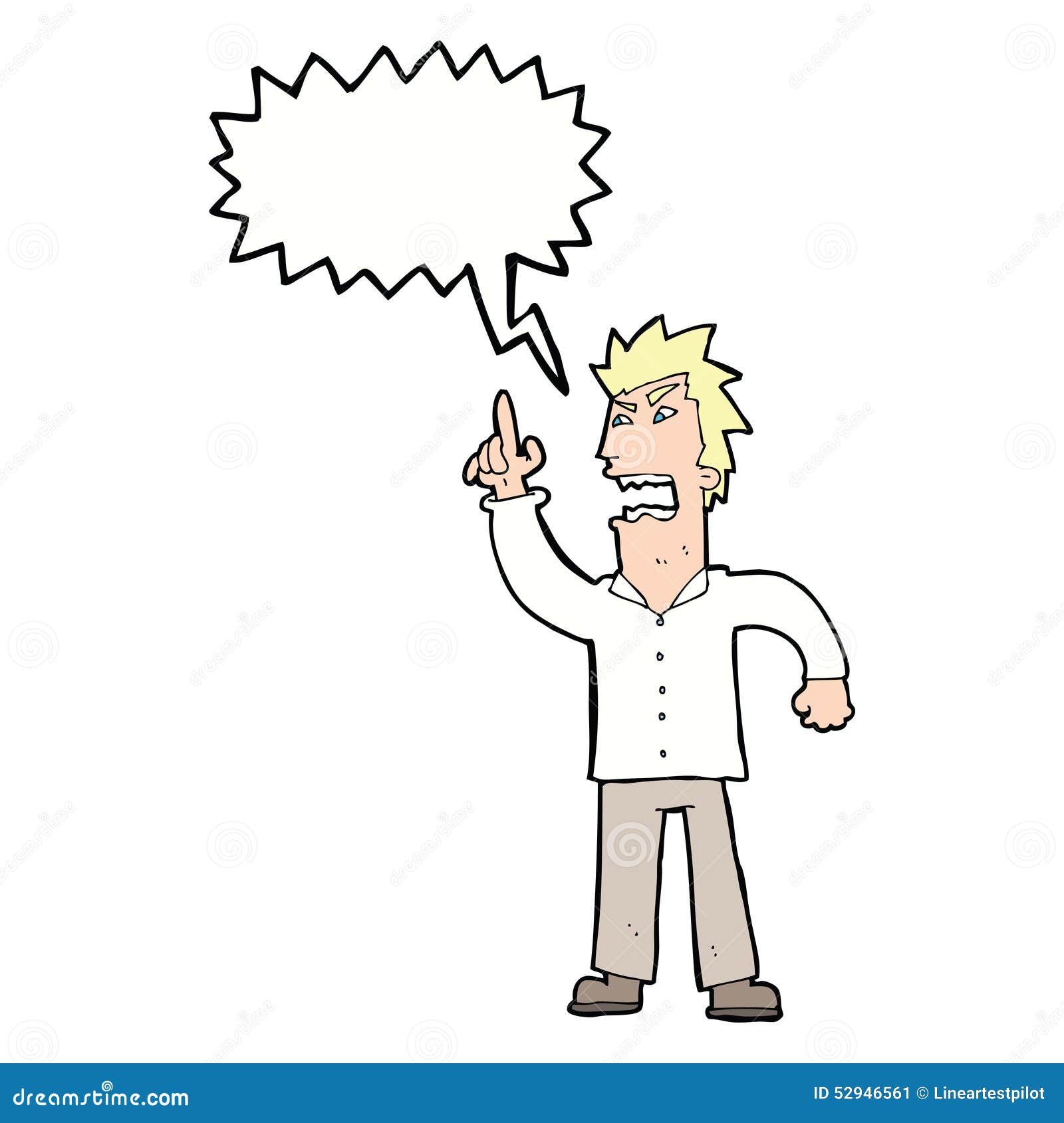 Cartoon Angry Man Making Point with Speech Bubble Stock Illustration ...