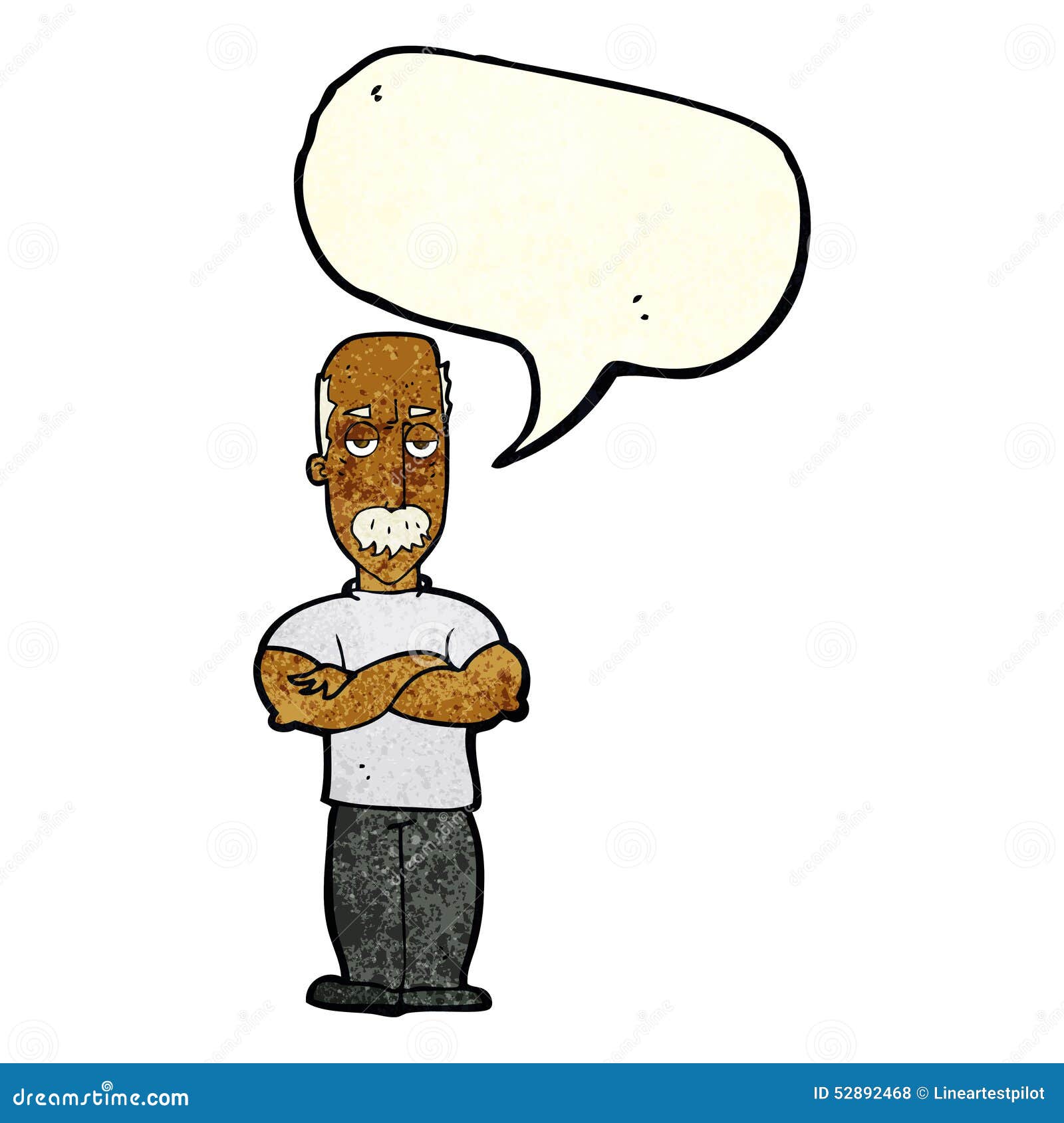 Cartoon Angry Man with Mustache with Speech Bubble Stock Illustration ...