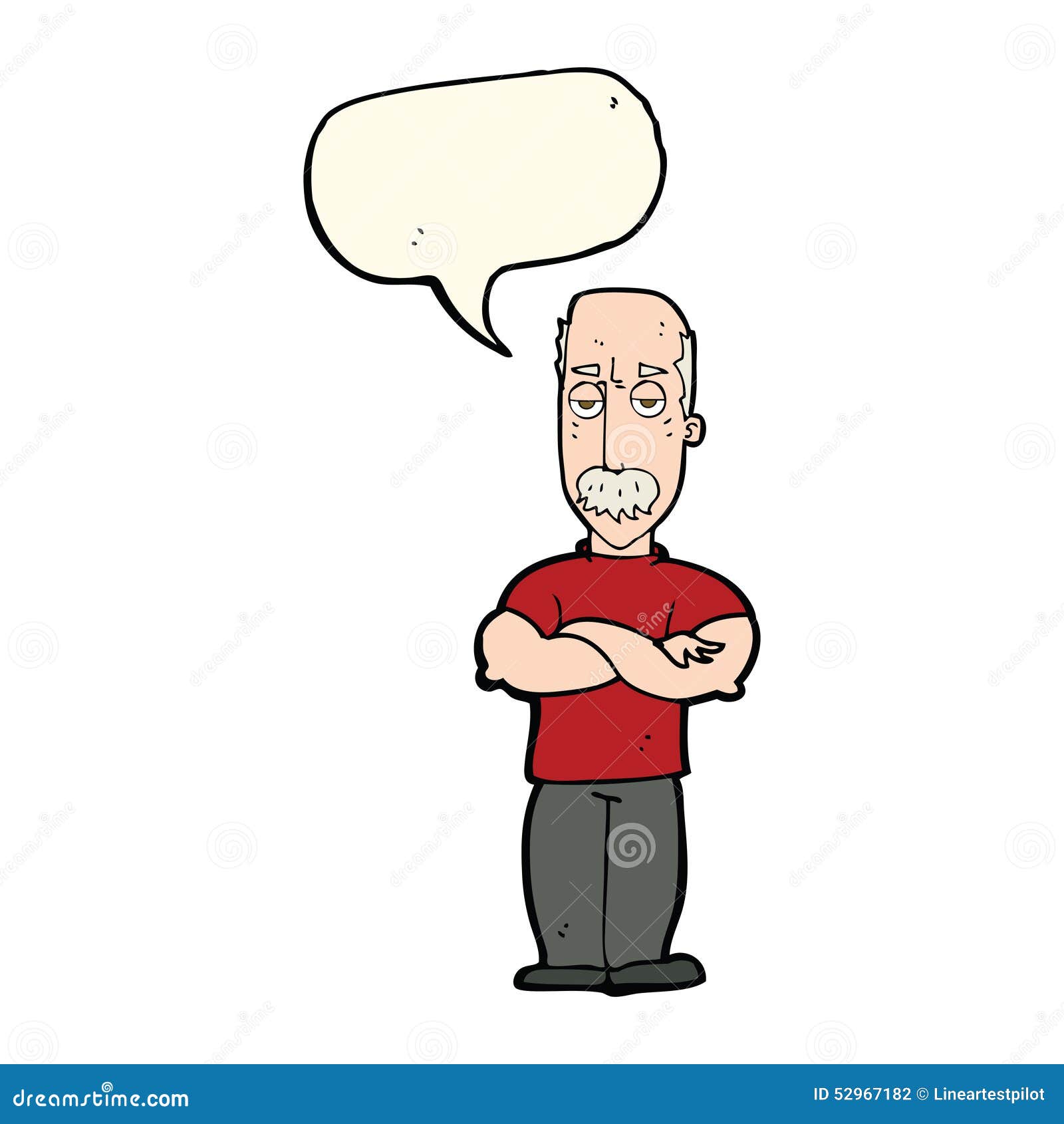 Cartoon Angry Man with Mustache with Speech Bubble Stock Illustration ...