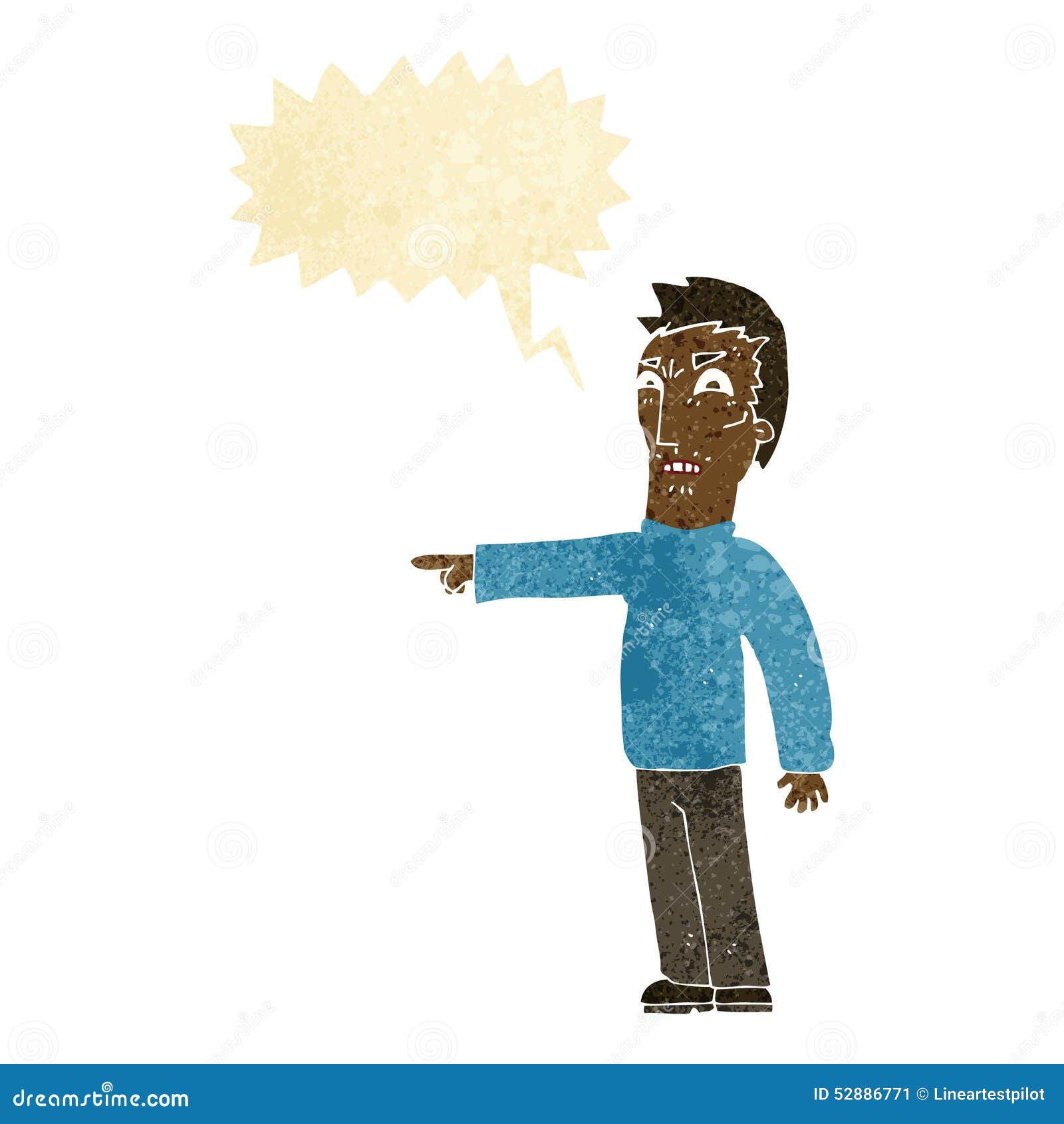 Cartoon Angry Man Pointing with Speech Bubble Stock Illustration ...