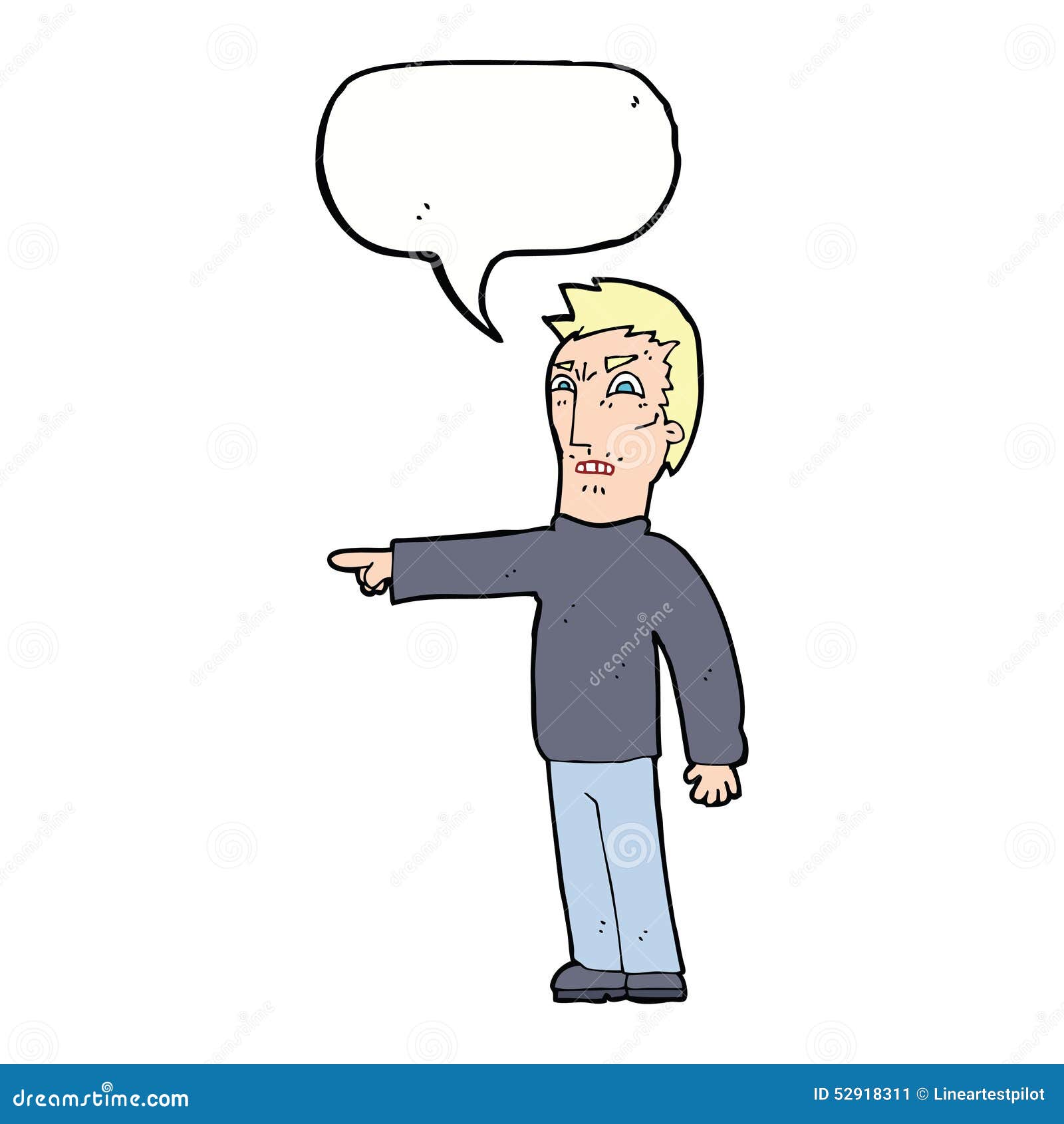 Cartoon Angry Man Pointing with Speech Bubble Stock Illustration ...