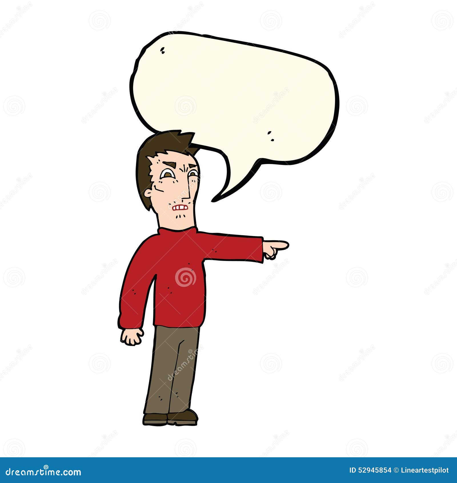 Cartoon Angry Man Pointing with Speech Bubble Stock Illustration ...