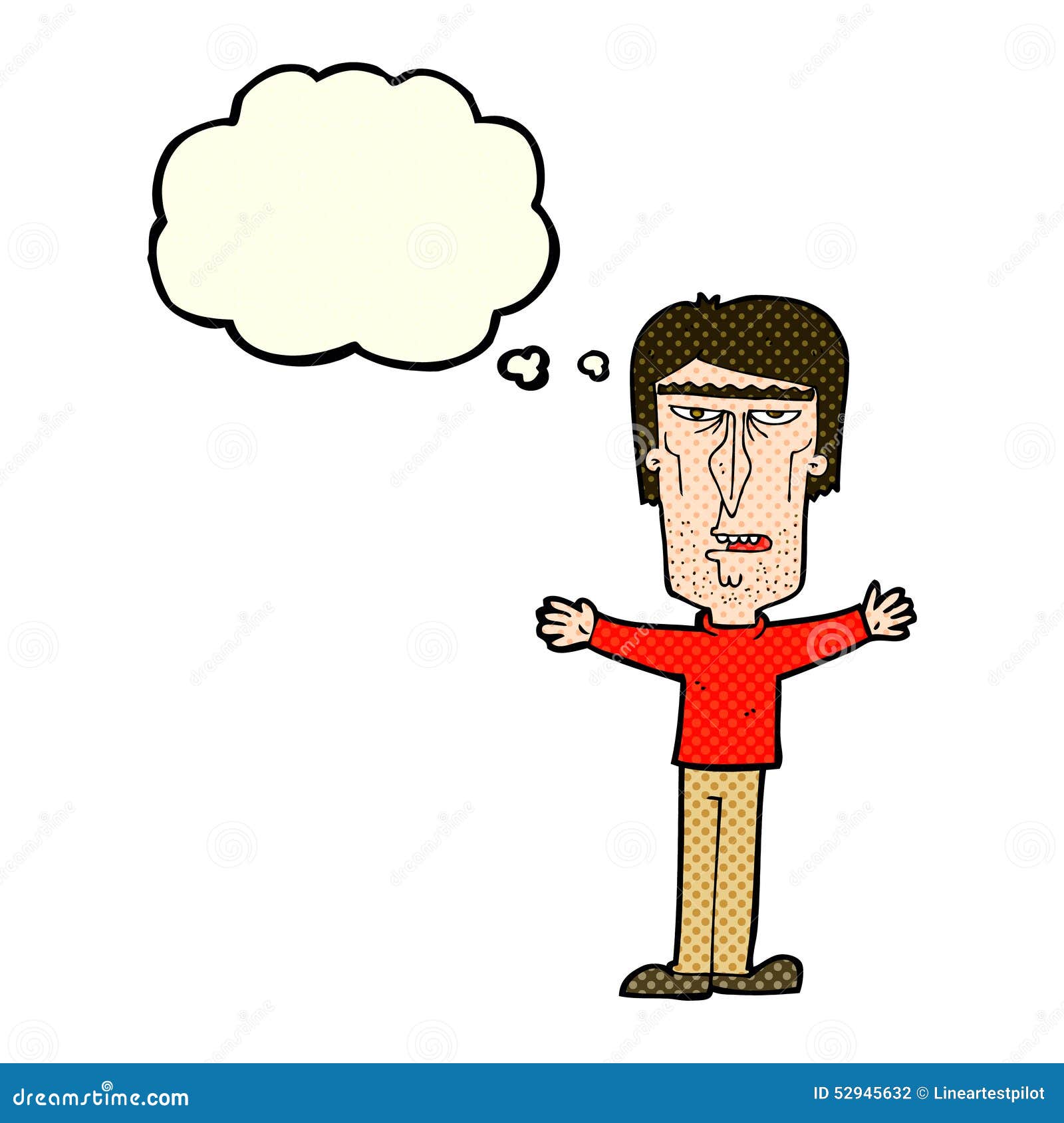 Cartoon Angry Man with Thought Bubble Stock Illustration - Illustration ...