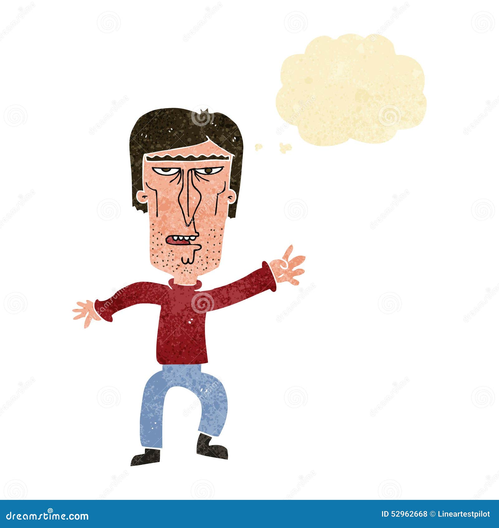 Cartoon Angry Man Waving Warning with Thought Bubble Stock Illustration ...