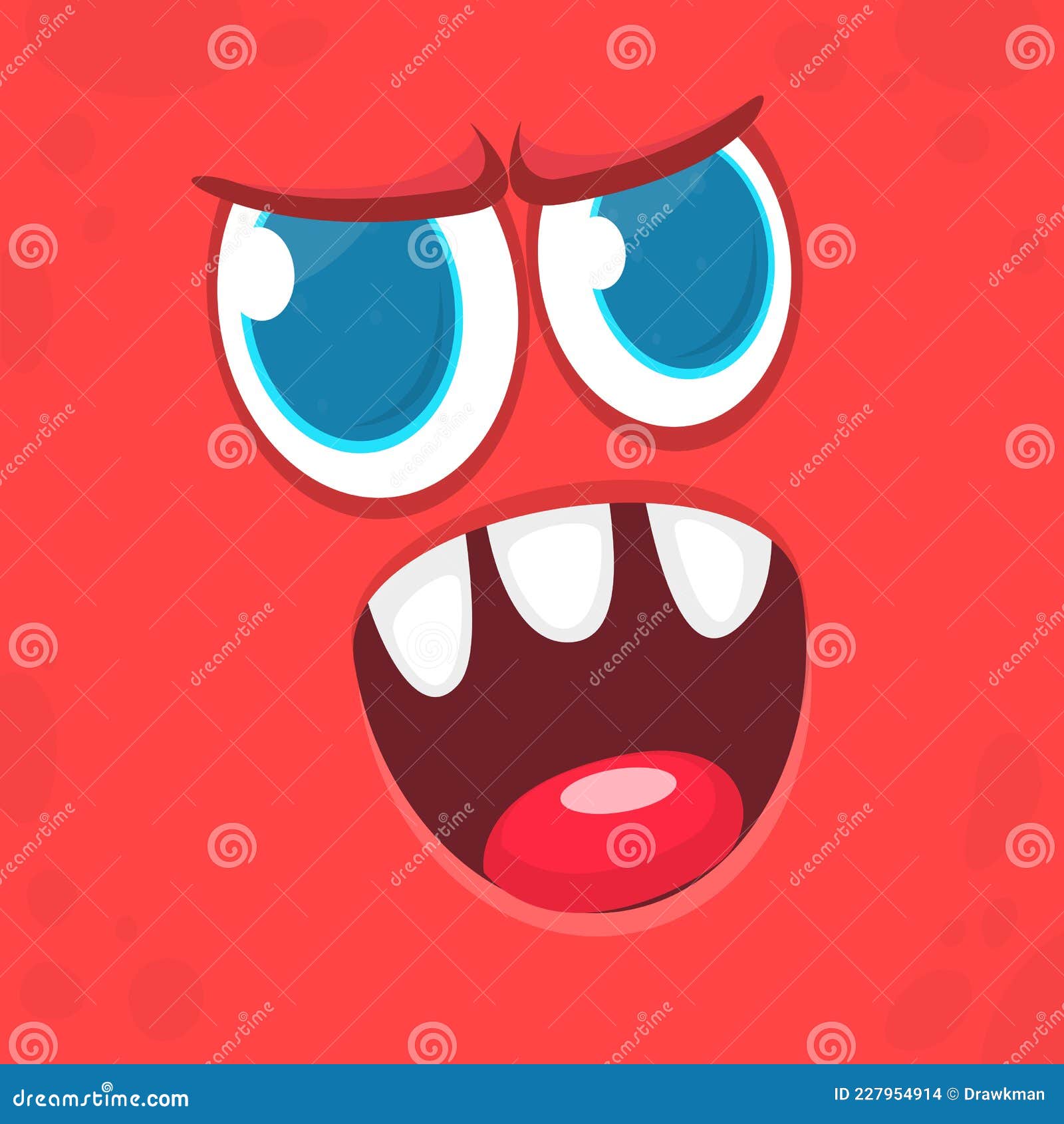 Cartoon Angry Monster Face. Vector Illustration Isolated. Stock Vector ...