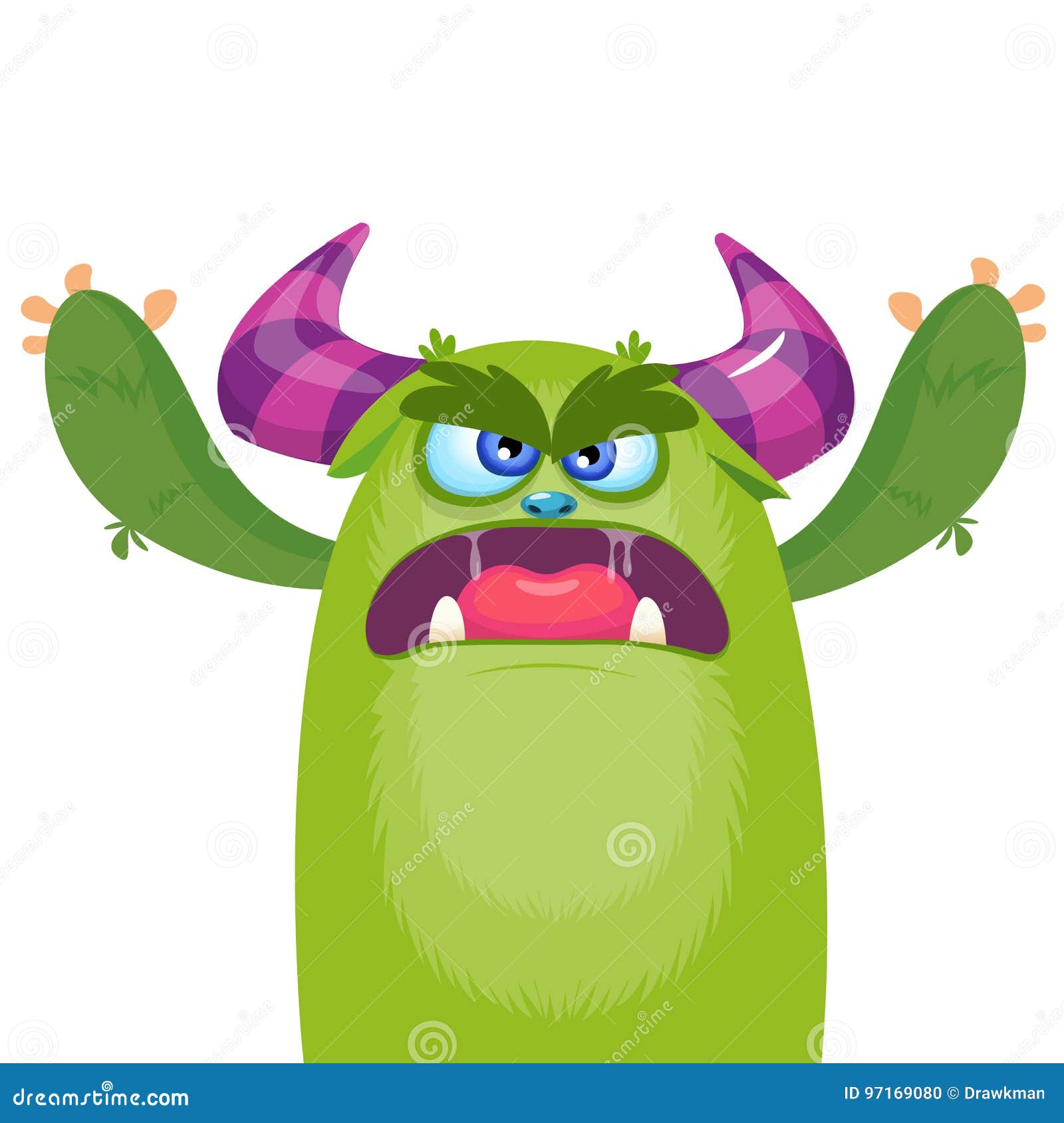 Angry Monster Screaming. Cartoon Vector Illustration Of Spooky Monster ...