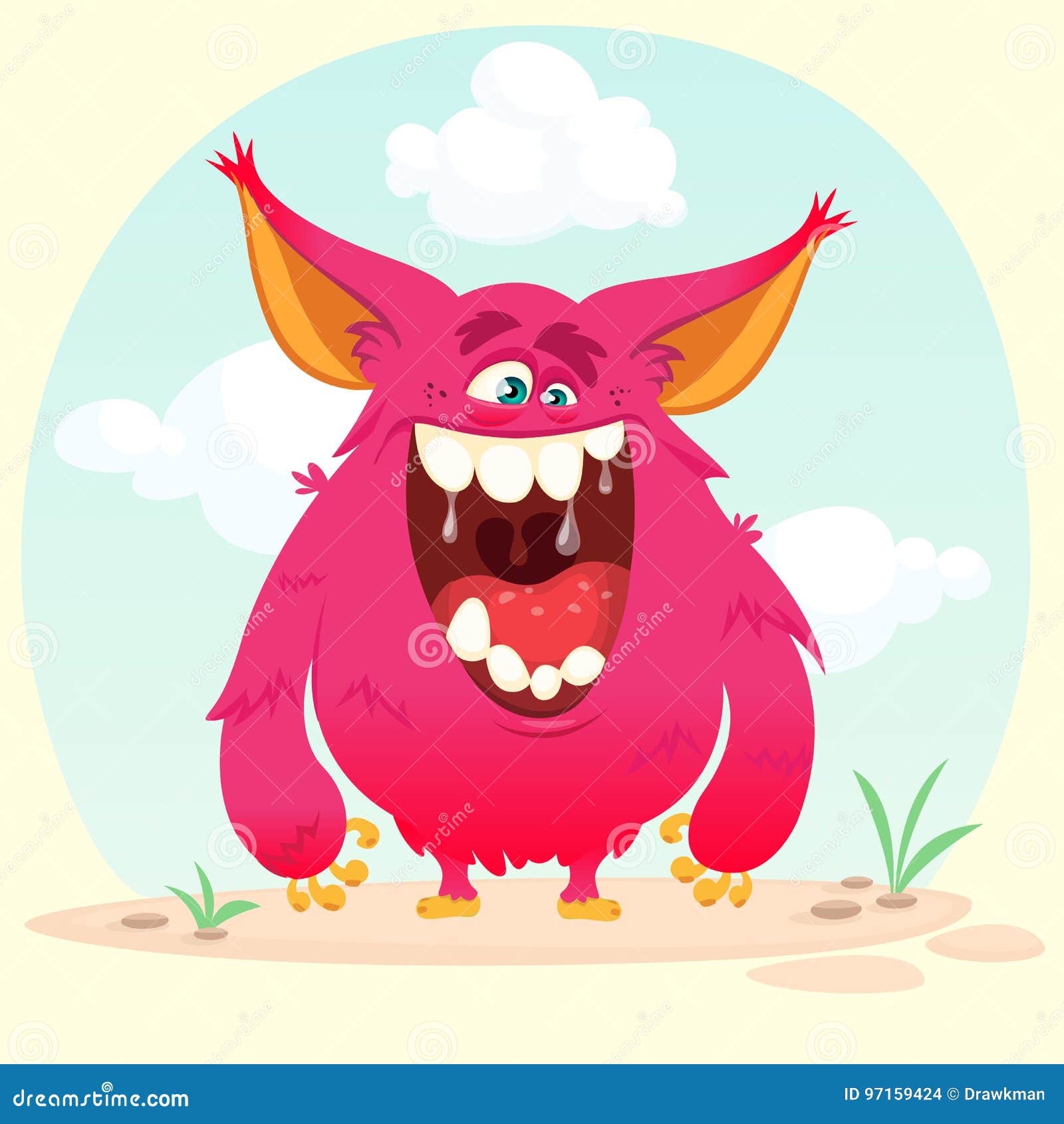 Cartoon Angry Monster. Vector Illustration Isolated on Simple ...