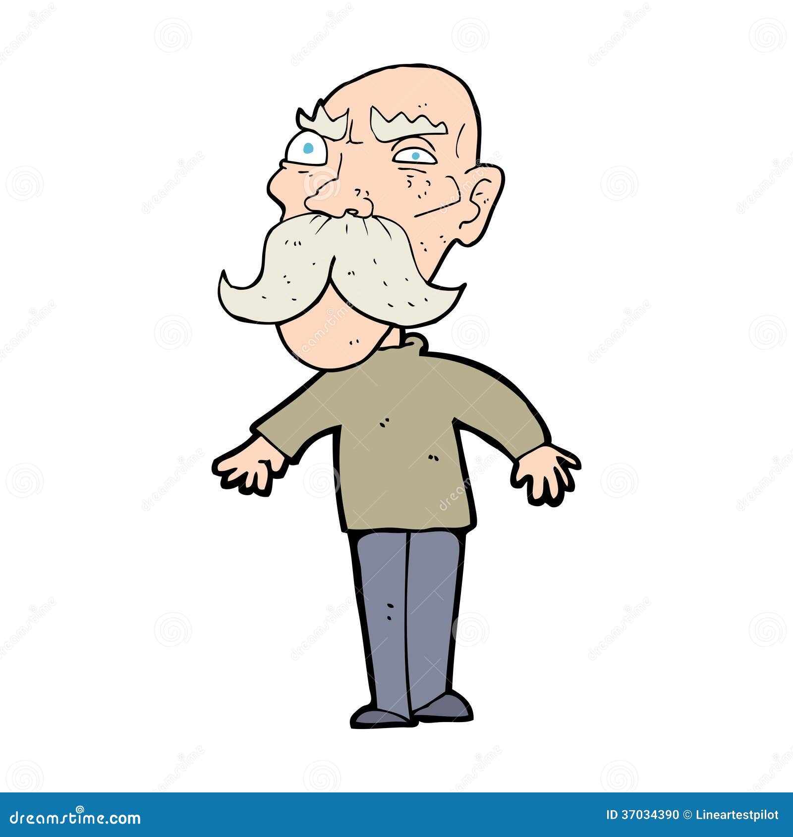 Cartoon angry old man stock vector. Illustration of hand - 37034390