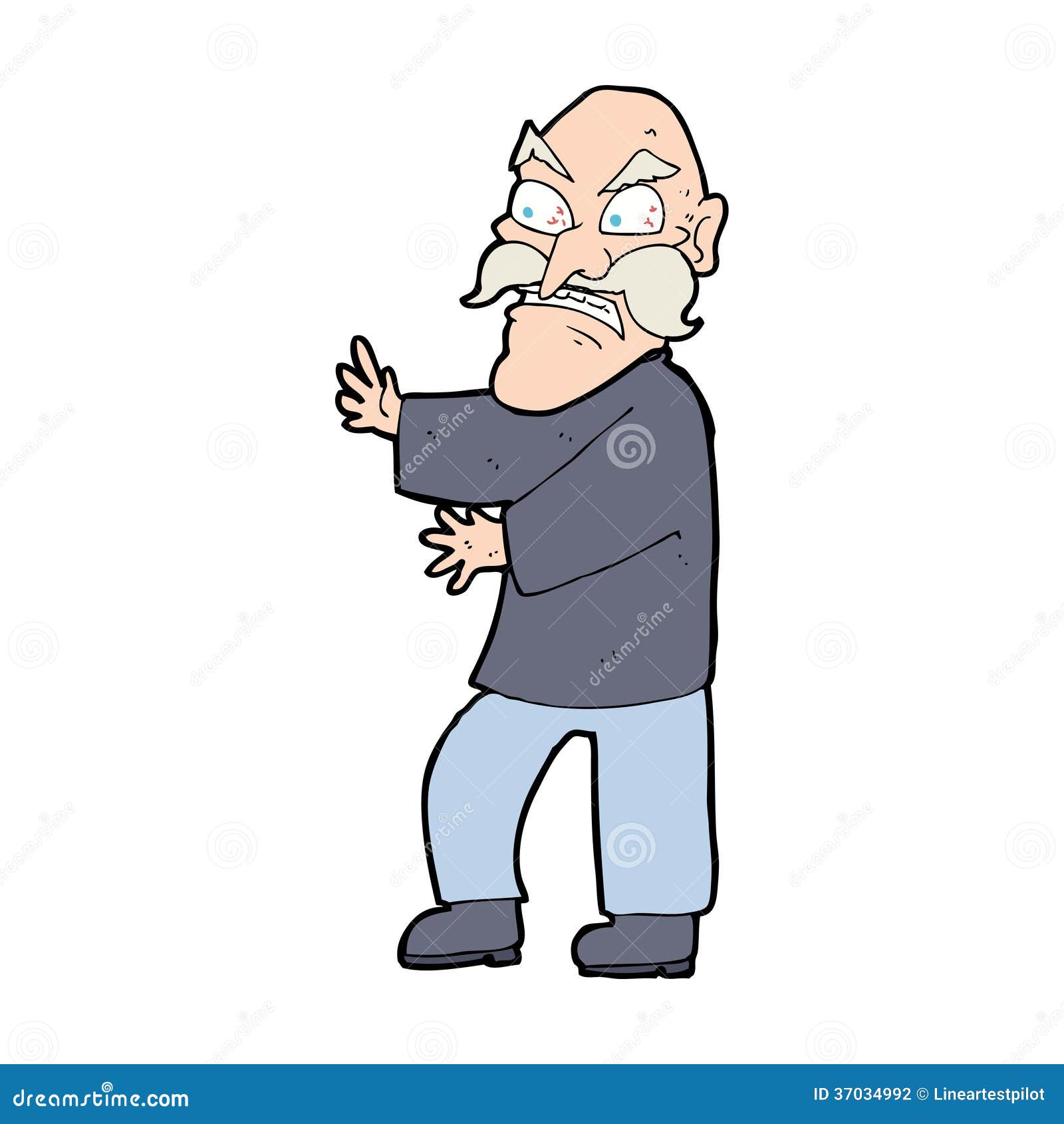 Cartoon angry old man stock vector. Illustration of drawing - 37034992