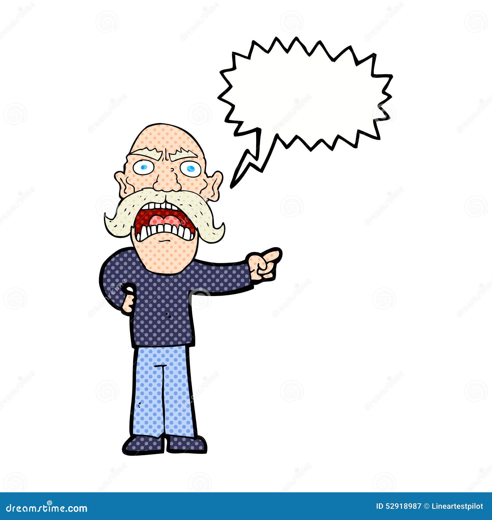 Cartoon Angry Old Man with Speech Bubble Stock Illustration ...