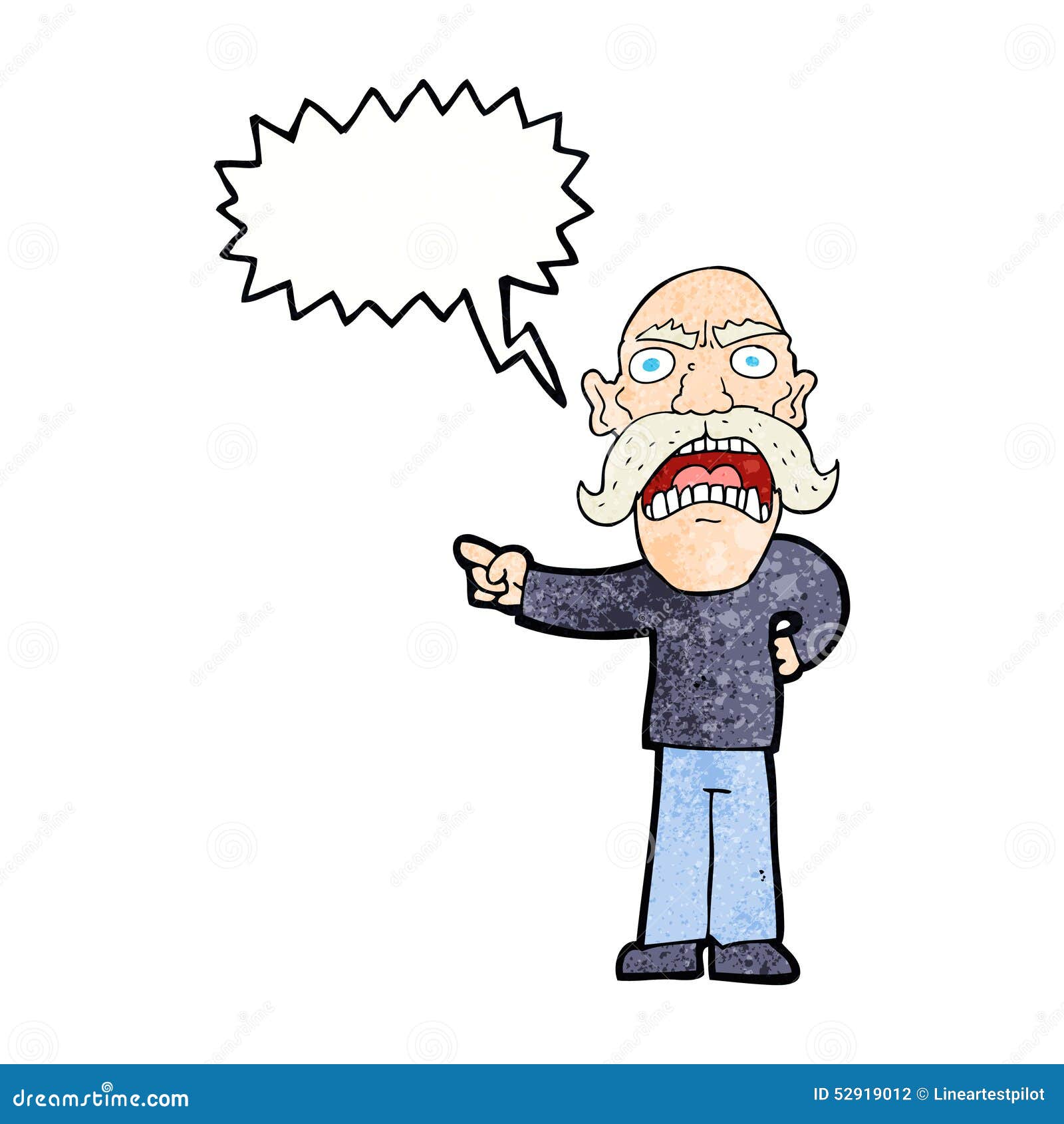Cartoon Angry Old Man with Speech Bubble Stock Illustration ...