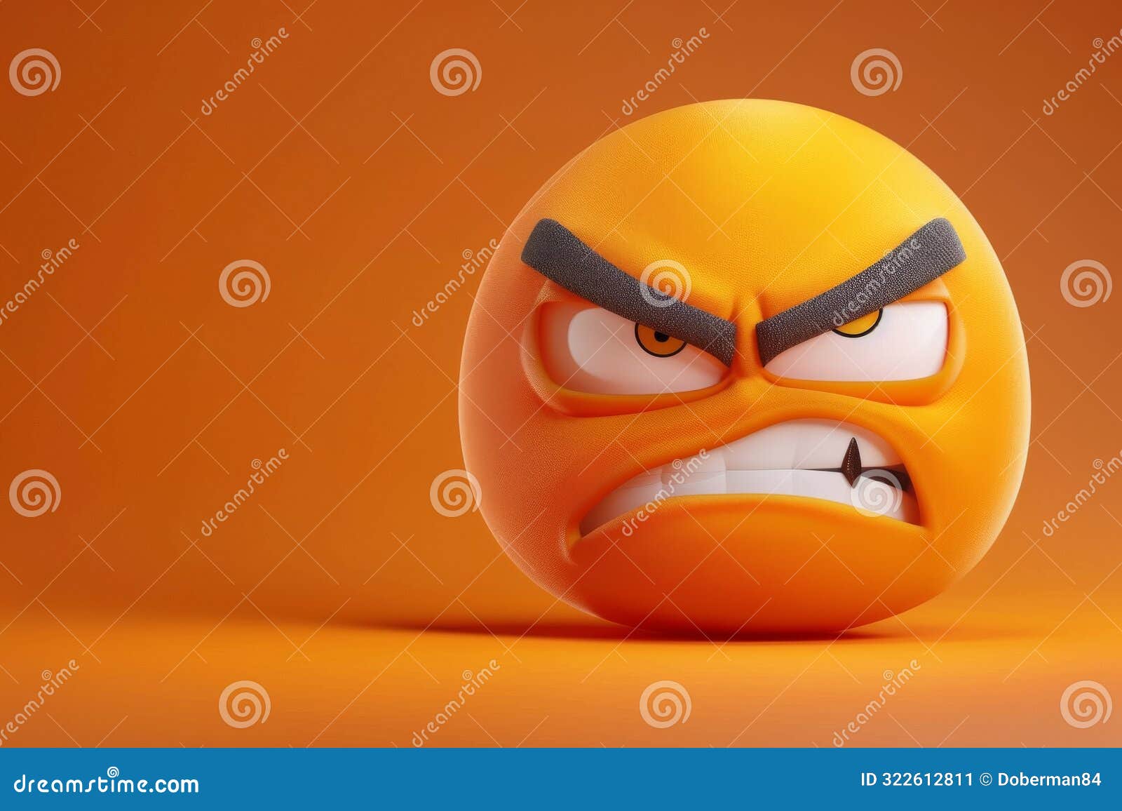 Cartoon Angry Orange Face with Exaggerated Expression and Raised ...