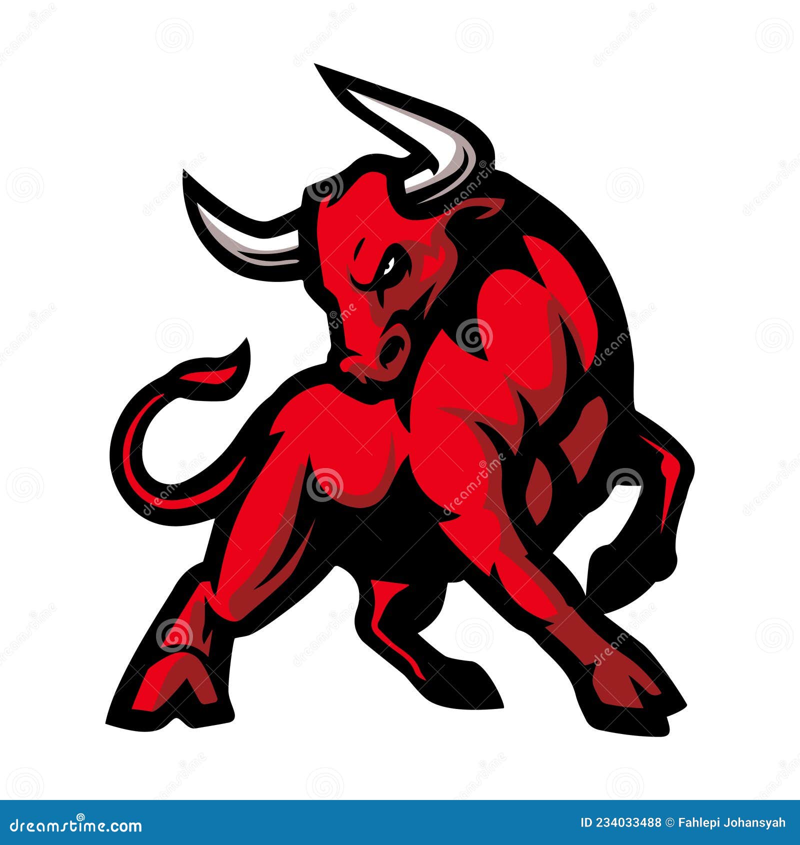 Cartoon Angry Red Bull Mascot Stock Vector - Illustration of beast ...