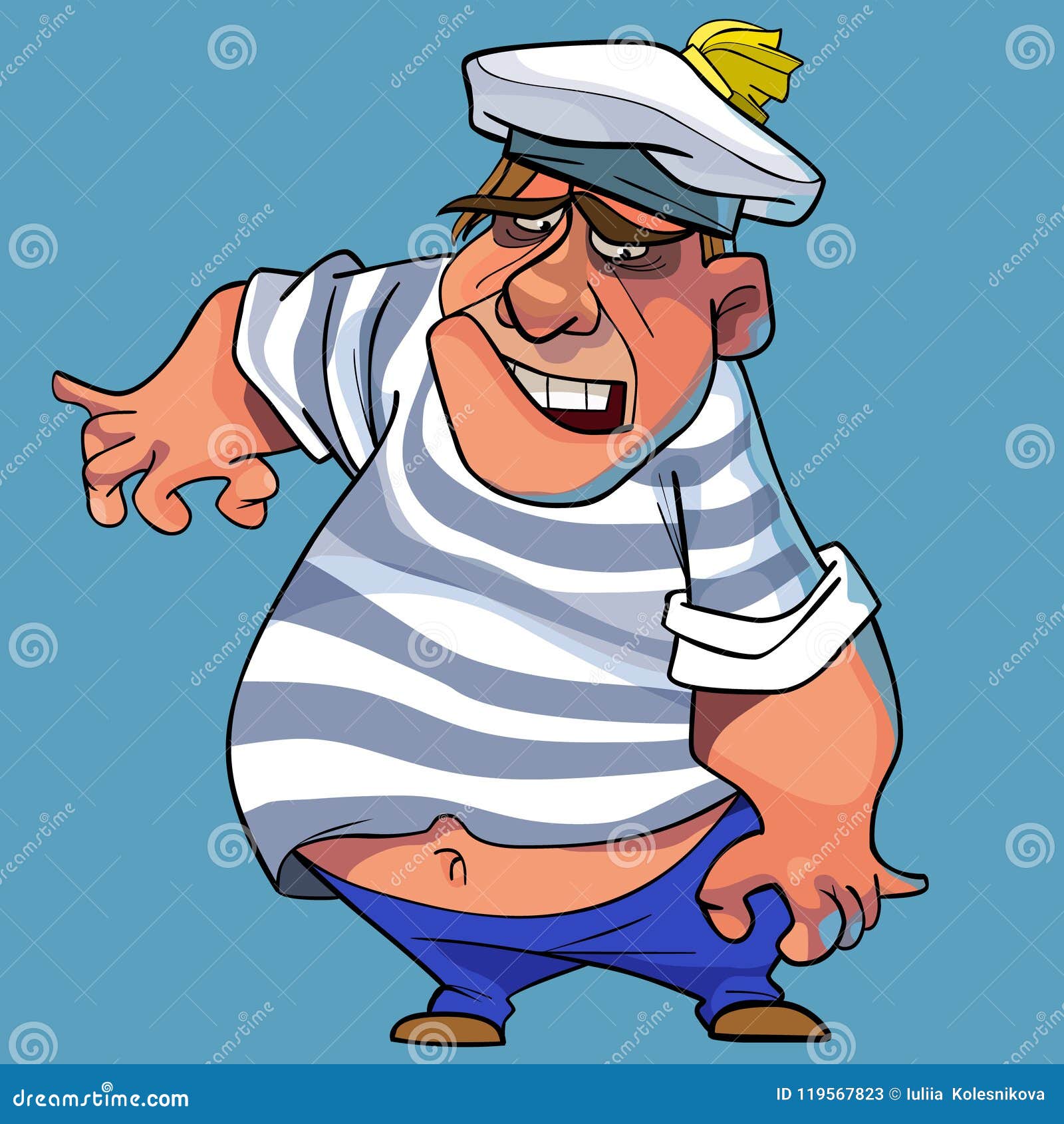 Cartoon Angry Sailor Pulls His Hand Away Stock Vector - Illustration of ...