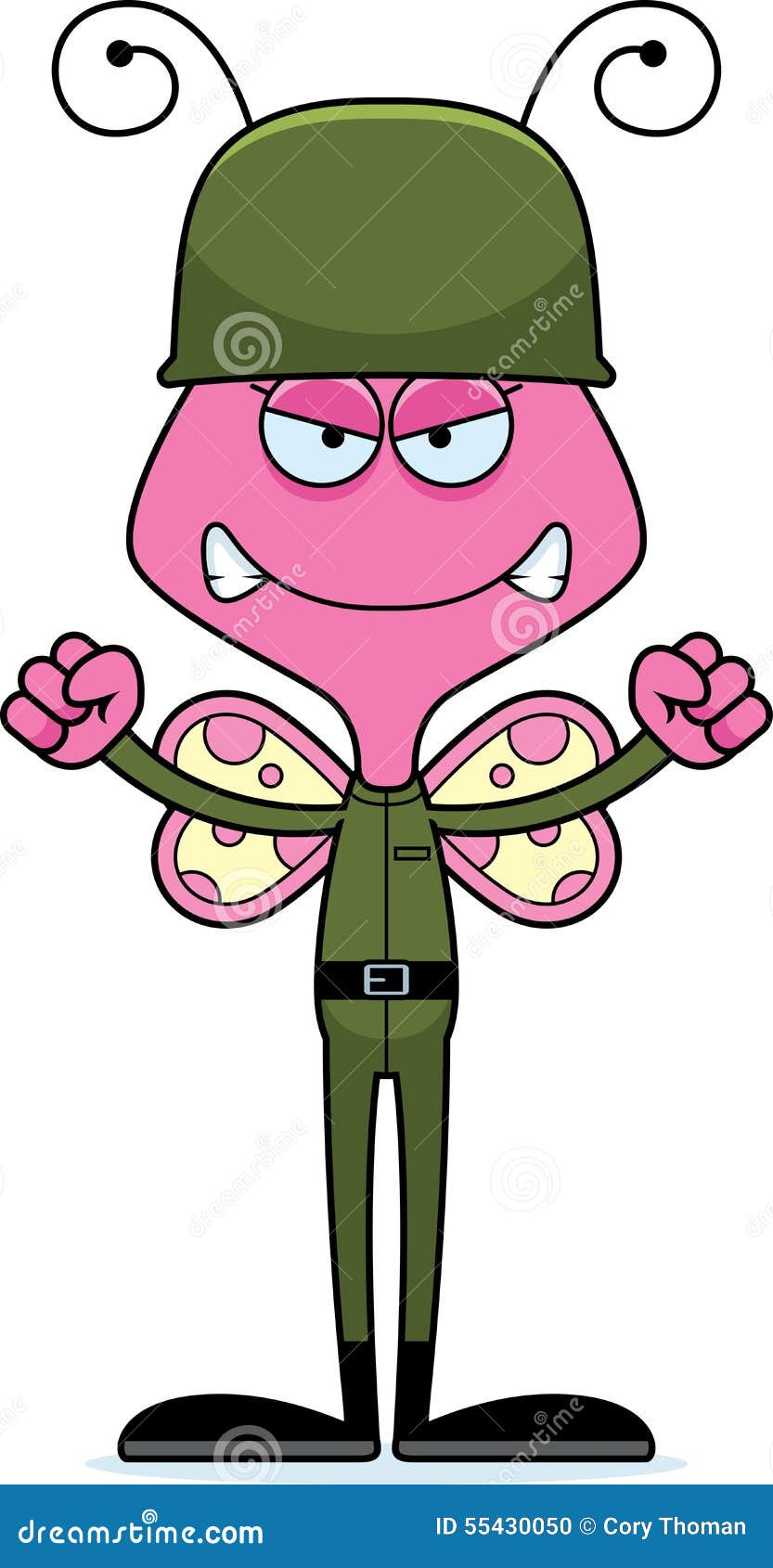 Cartoon Angry Soldier Butterfly Stock Vector - Illustration of angry ...