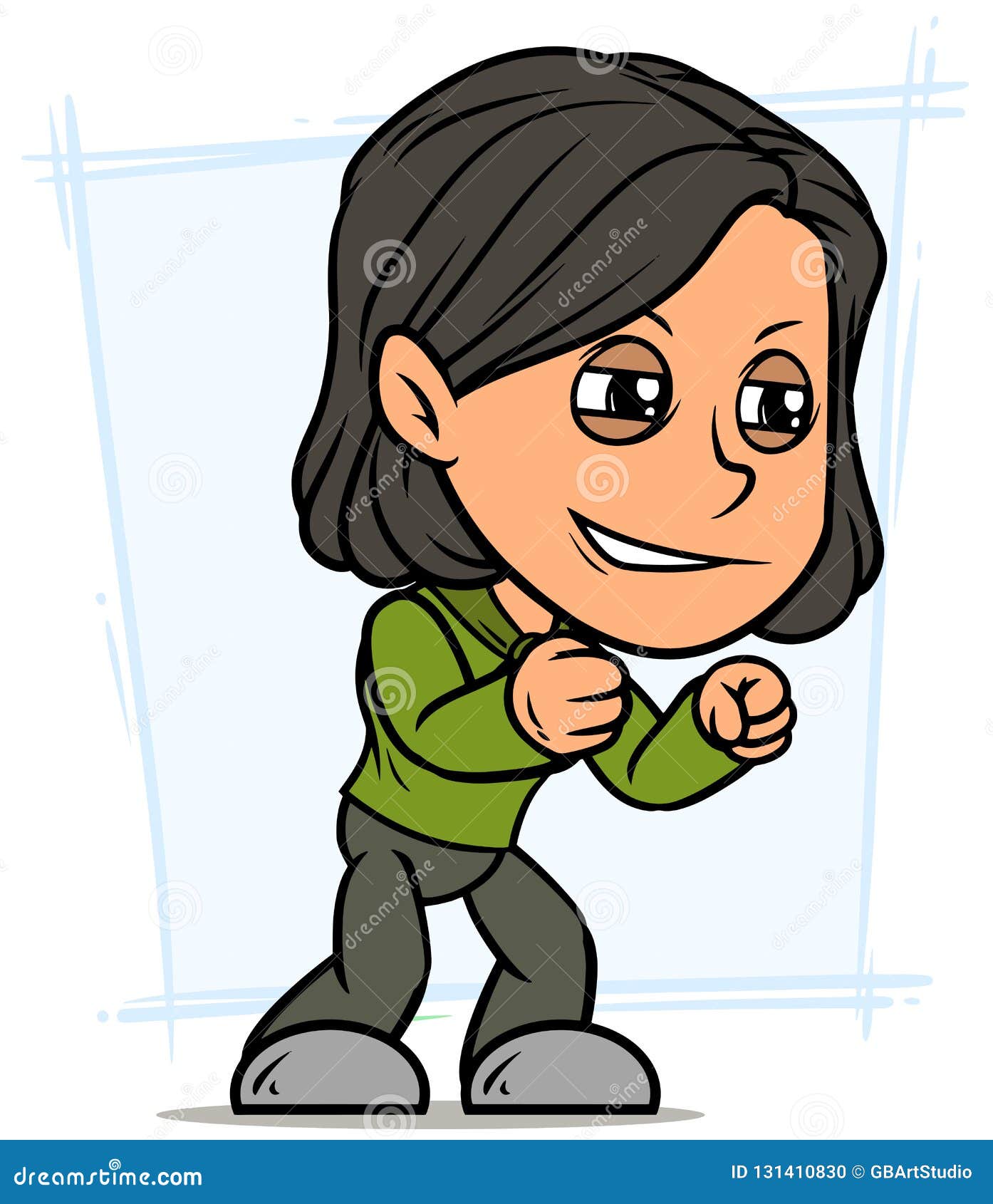Cartoon Angry Standing Brunette Girl Character Stock Vector Illustration Of Boots Cute 131410830