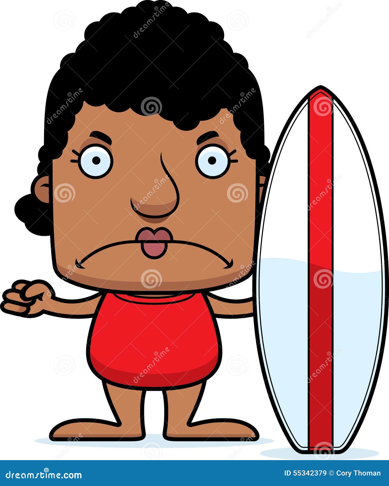 Cartoon Angry Surfer Woman stock vector. Illustration of vector - 55342379