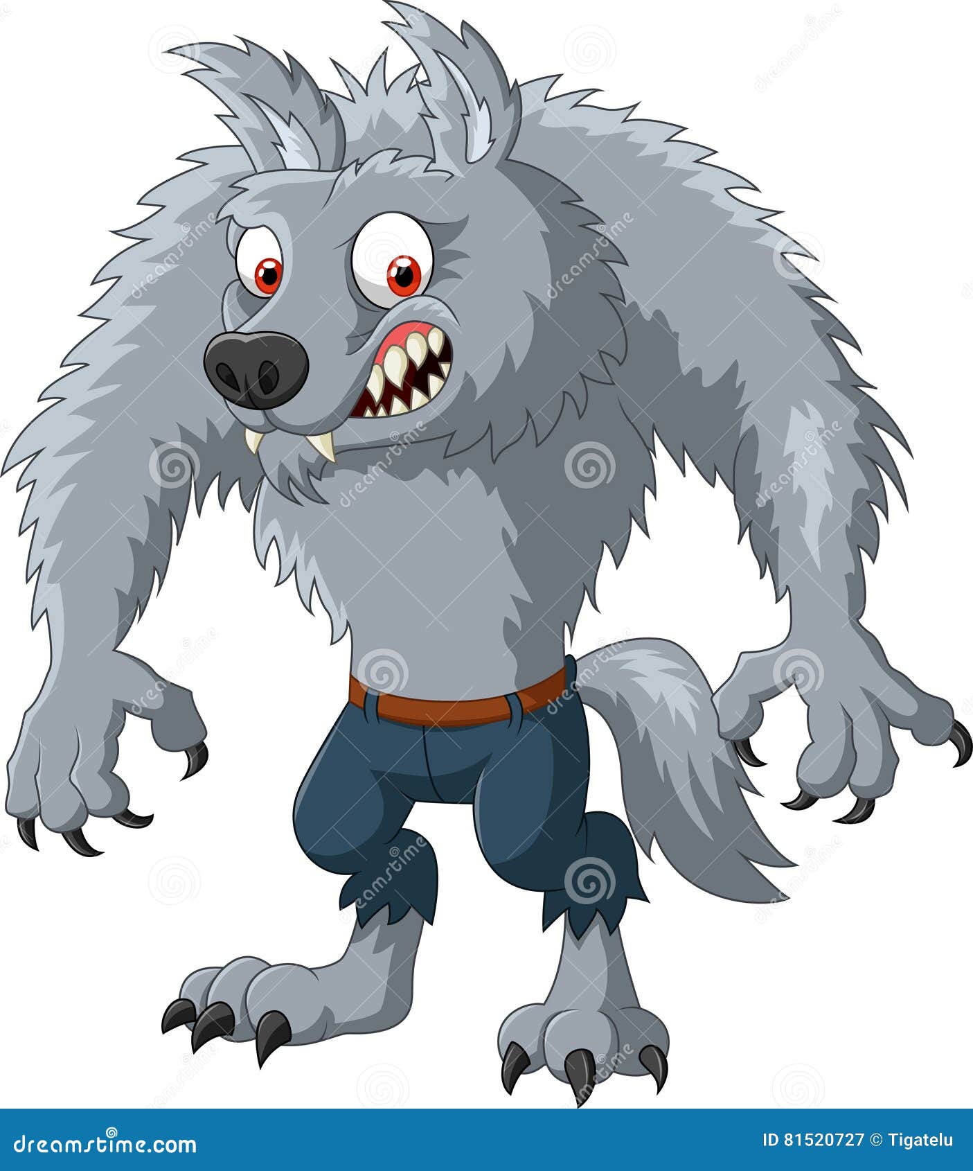 Angry Werewolf Monster Turning Under Full Moon Poster Vector ...