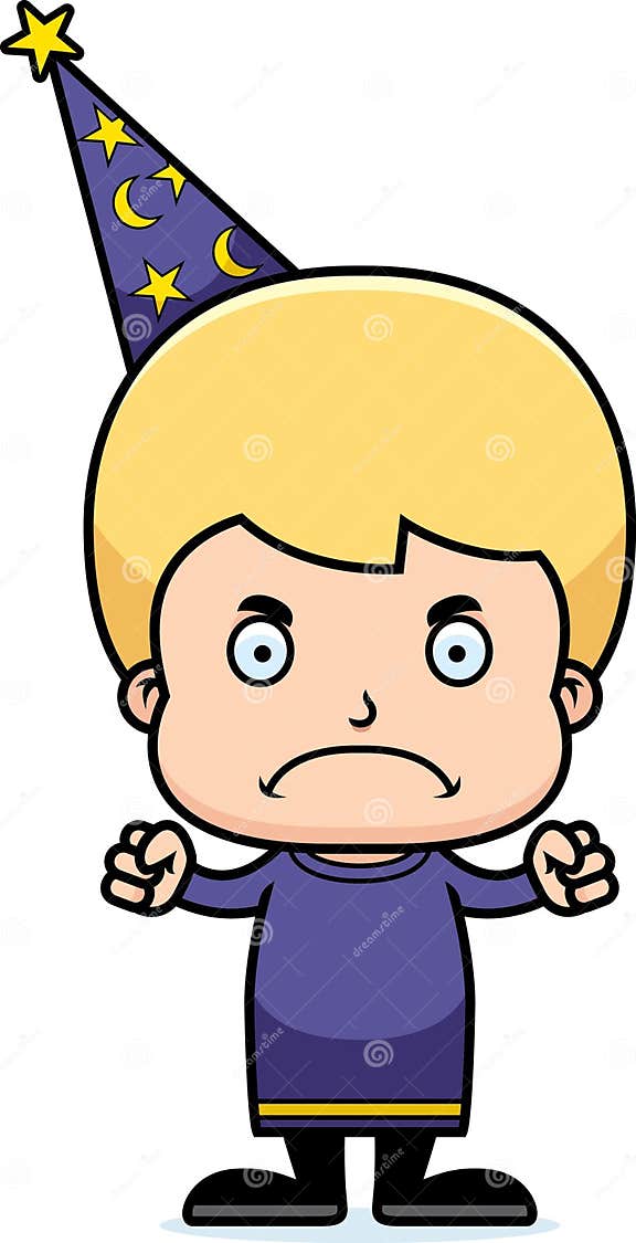 Cartoon Angry Wizard Boy stock vector. Illustration of angry - 55478913