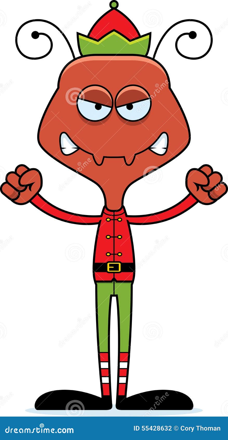 Cartoon Angry Xmas Elf Ant stock vector. Illustration of animal - 55428632